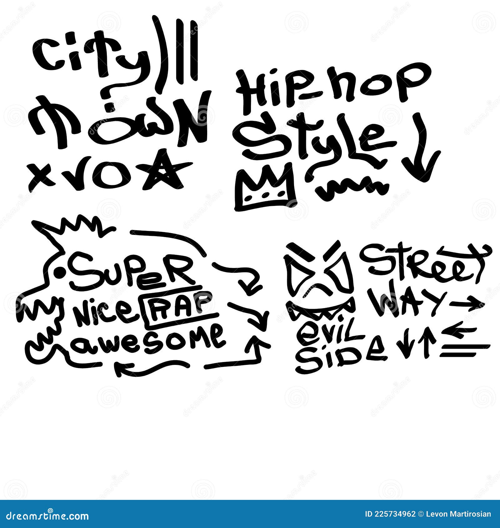 Many Graffiti Tags on a White Background. Vector Art. Stock Vector ...