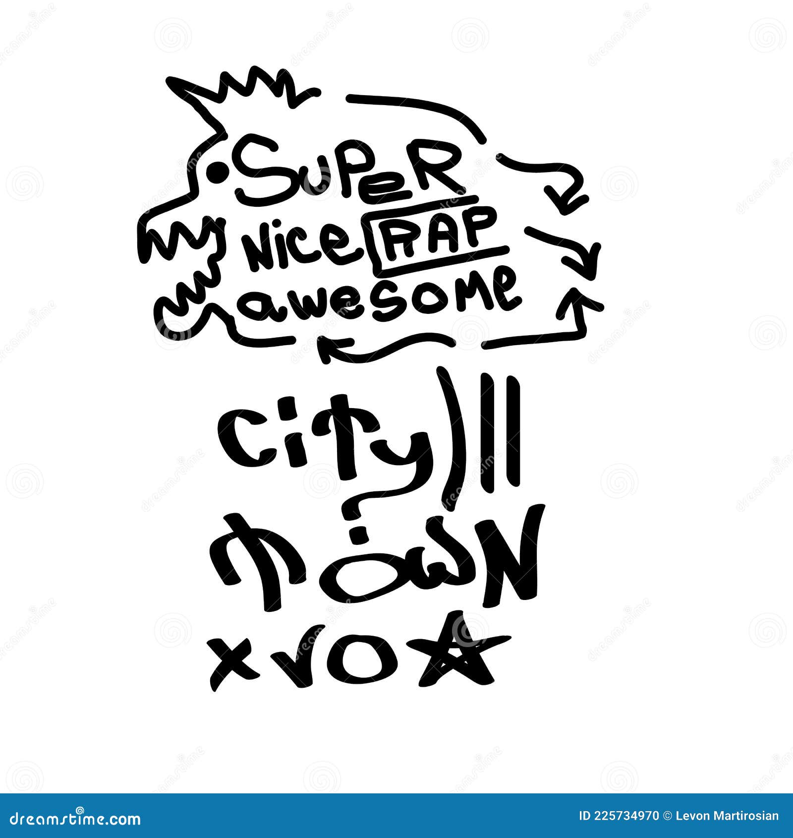 Many Graffiti Tags on a White Background. Vector Art. Stock Vector ...