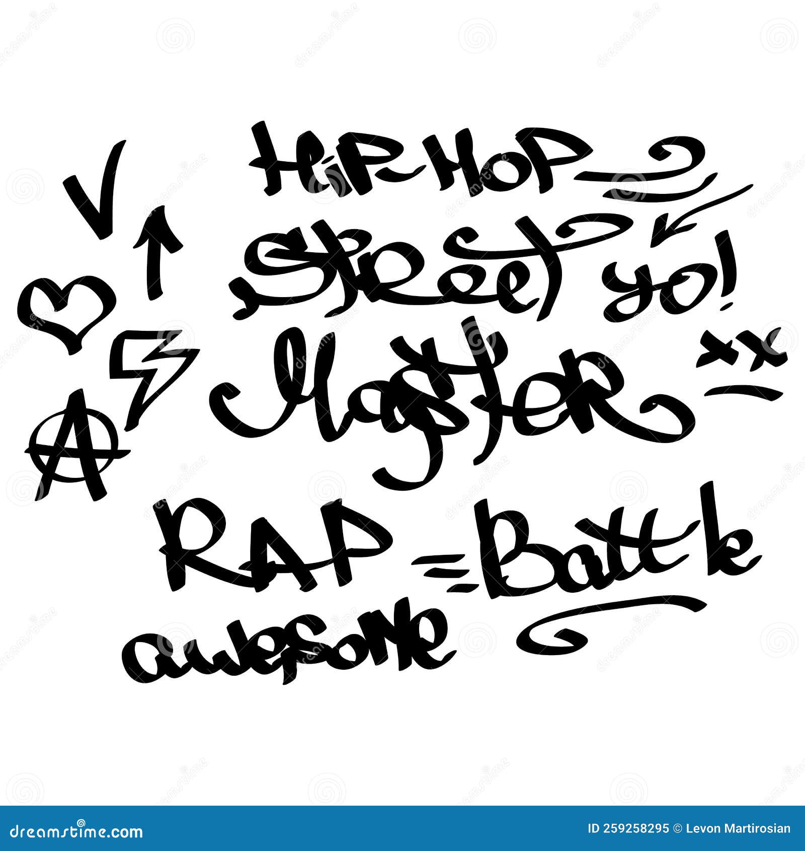 Many Graffiti Tags on a White Background. Vector Art. Stock ...