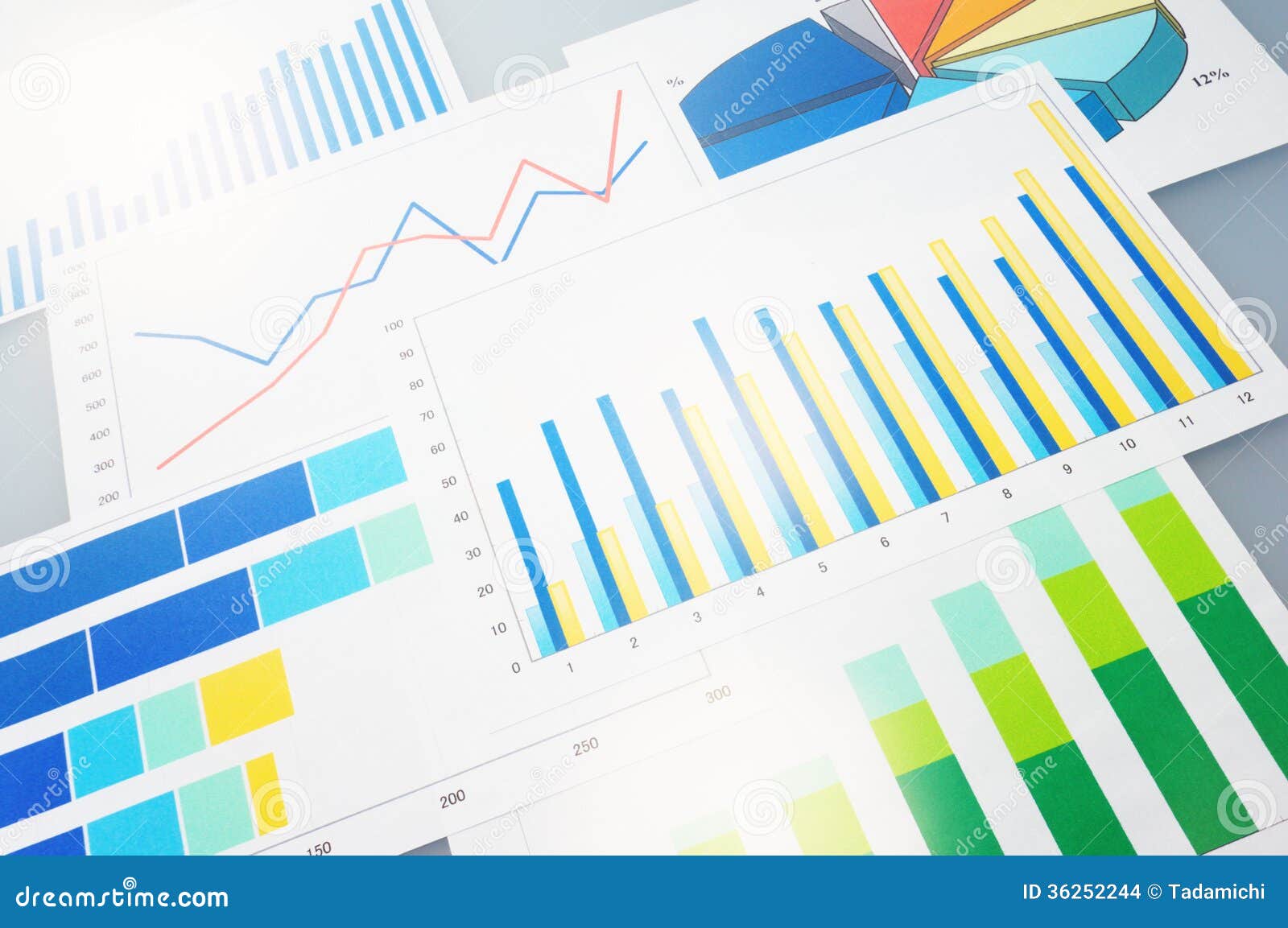 Many graphs. stock photo. Image of statistics, document - 36252244