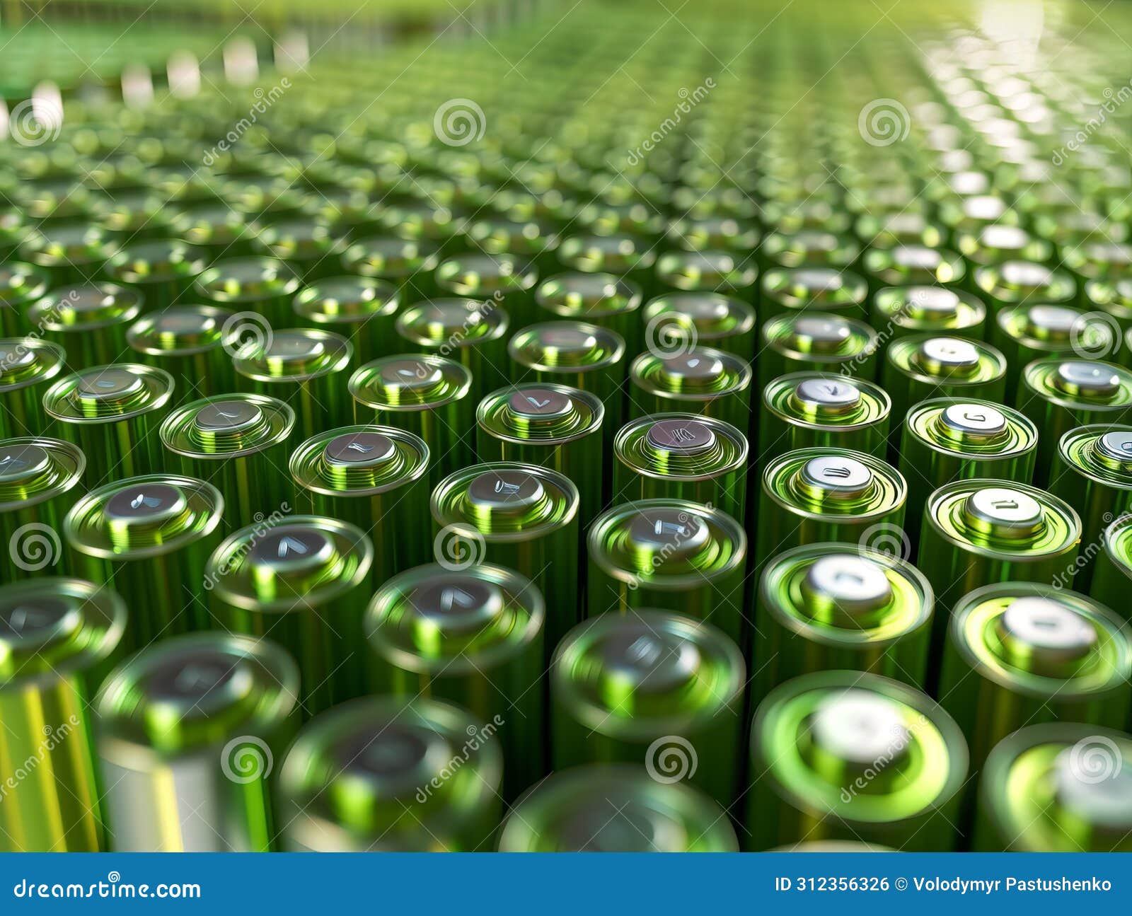 Batteries Stand And Scattered On The Table. Concept Of Eco Friendly ...