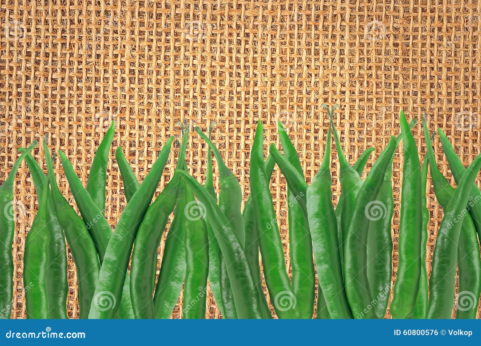 Many Green Hot Chilly Peppers On Linen Texture Stock Photo - Image of ...