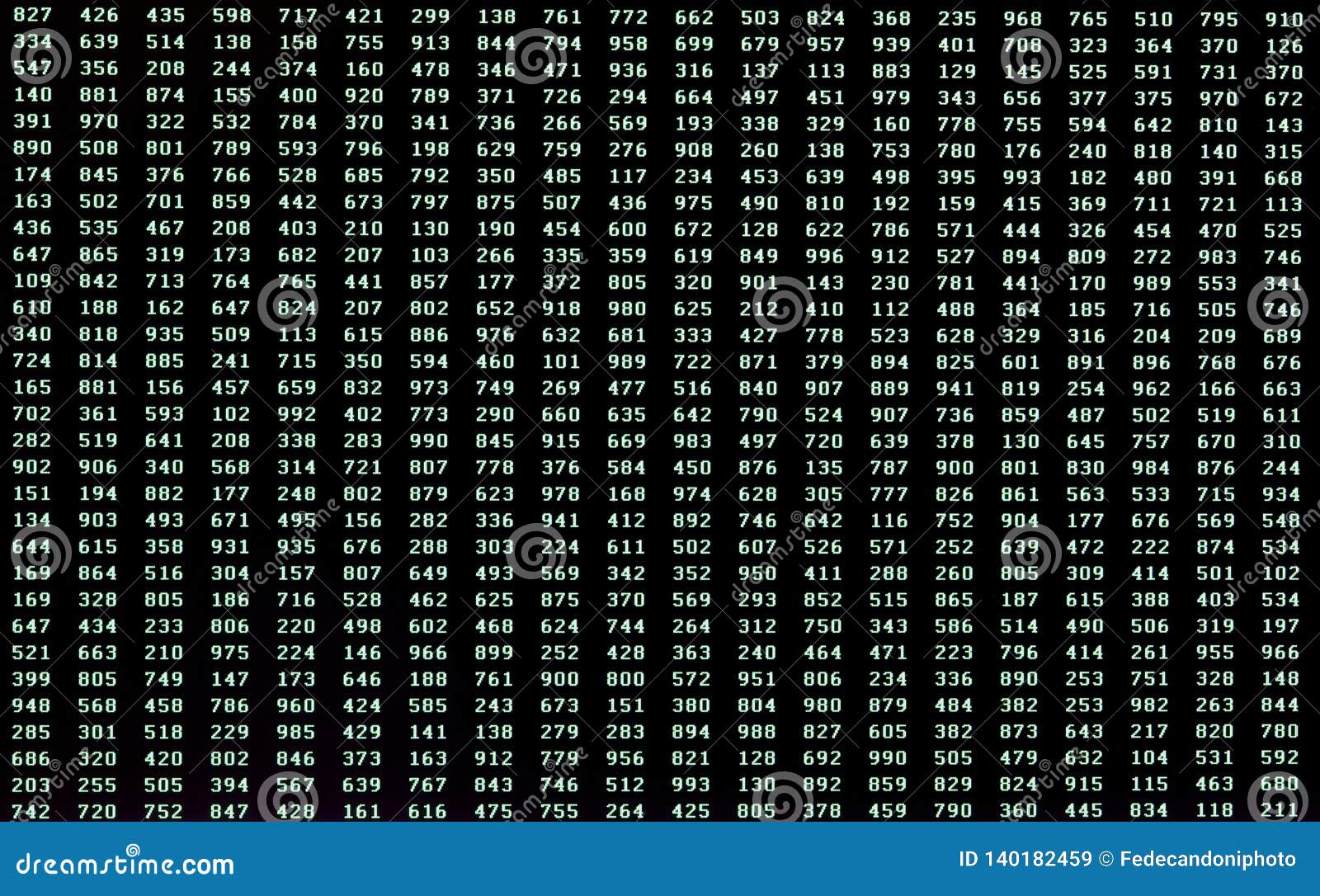 Many Green Numbers in Black Computer Screen Stock Image - Image of ...