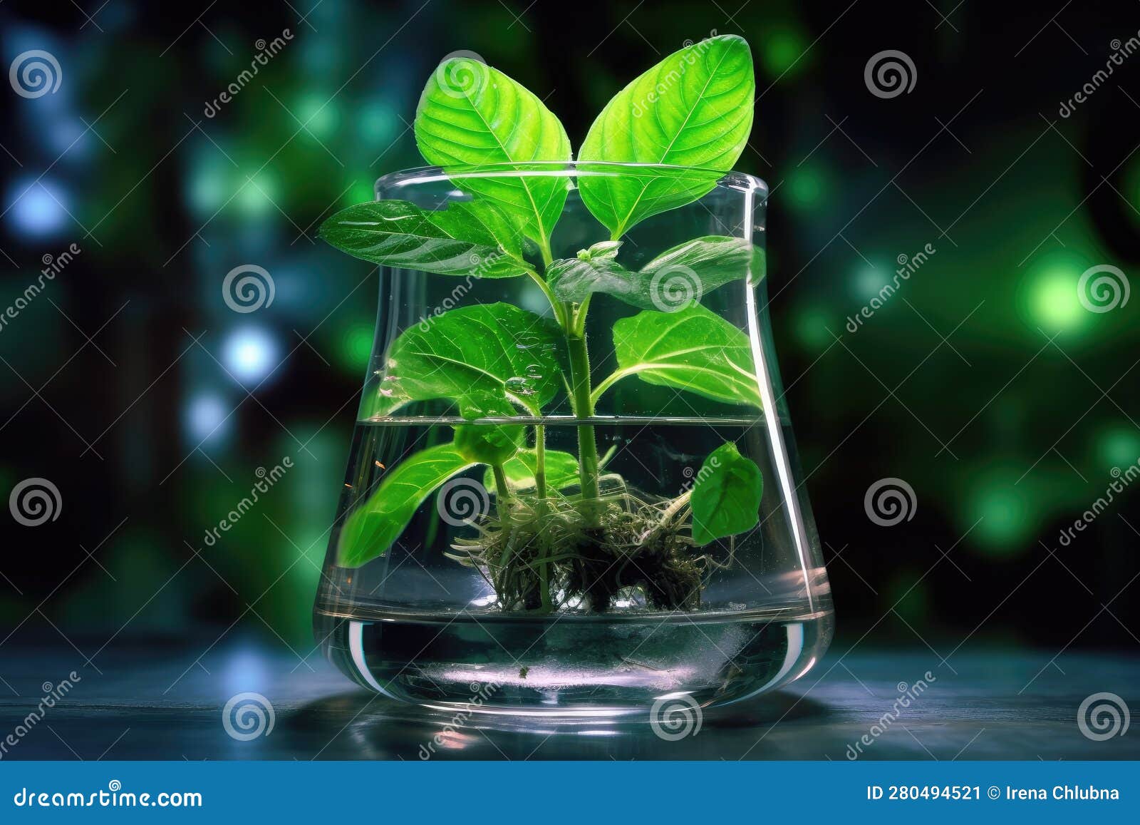 Many Green Plants in Test Tubes. Generative AI Stock Illustration ...