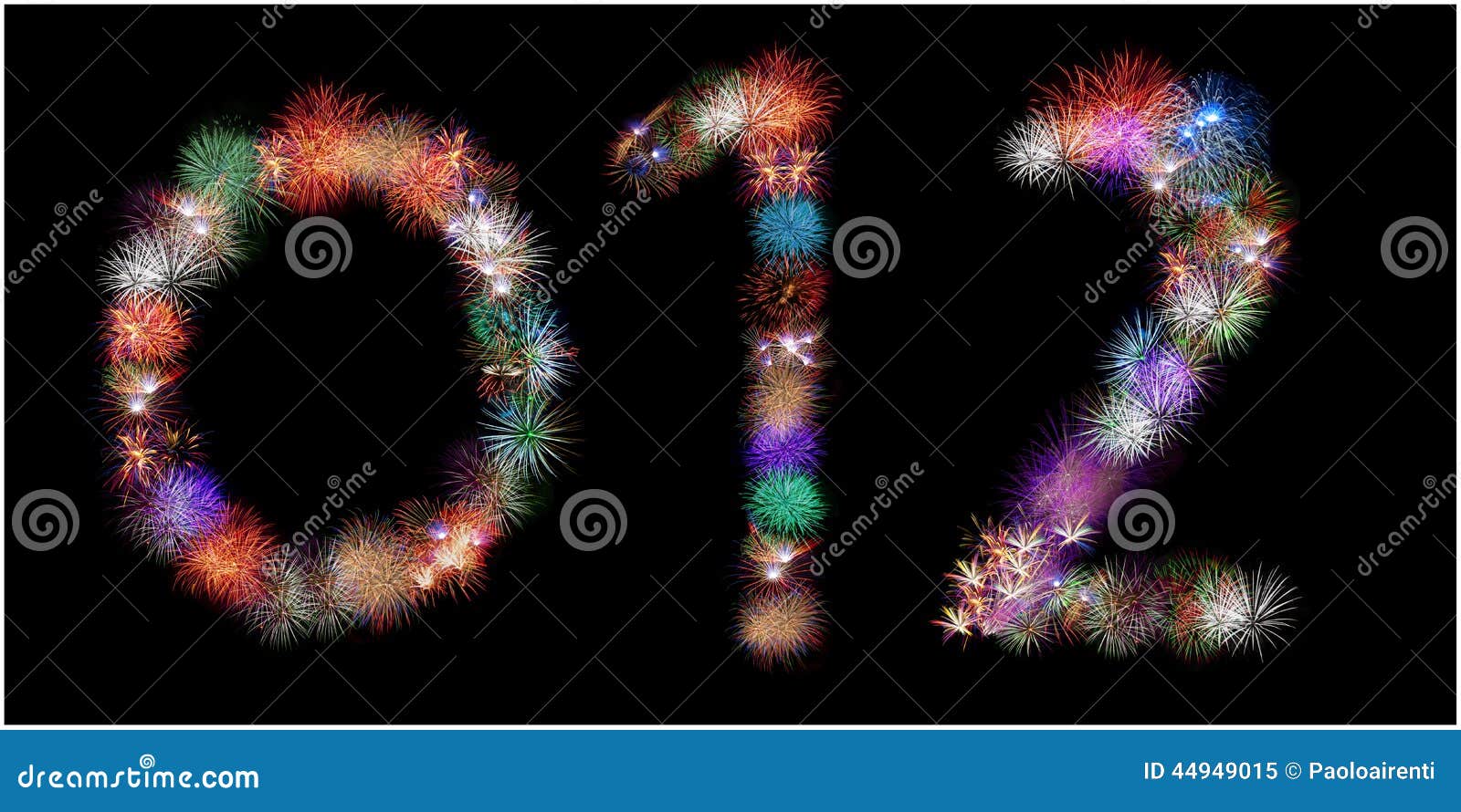 Many Groups of Exploding Fireworks Shaped Like Numbers Stock Image ...
