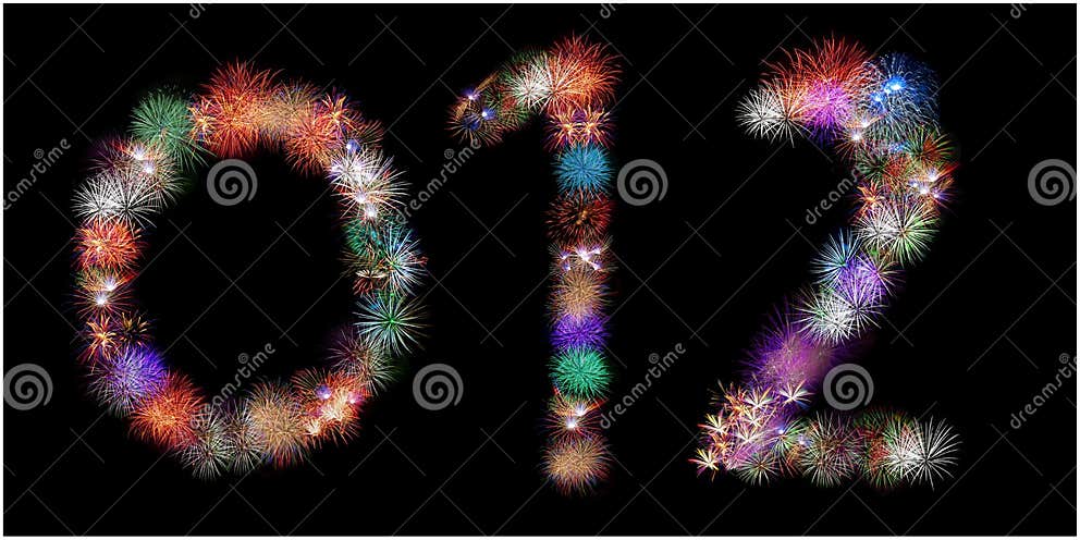 Many Groups of Exploding Fireworks Shaped Like Numbers Stock Image ...
