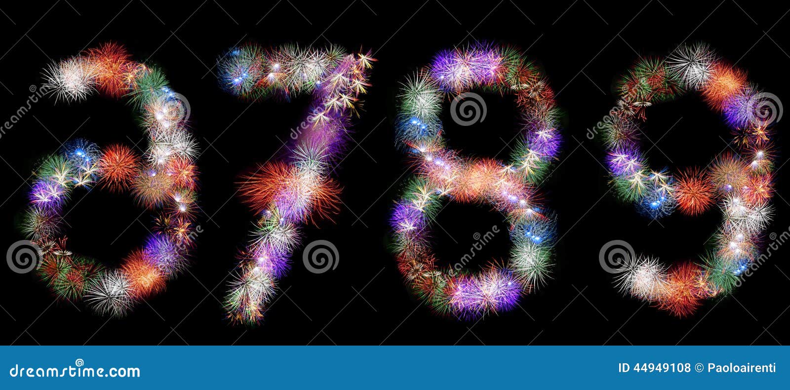 Many Groups of Exploding Fireworks Shaped Like Numbers Stock Photo ...
