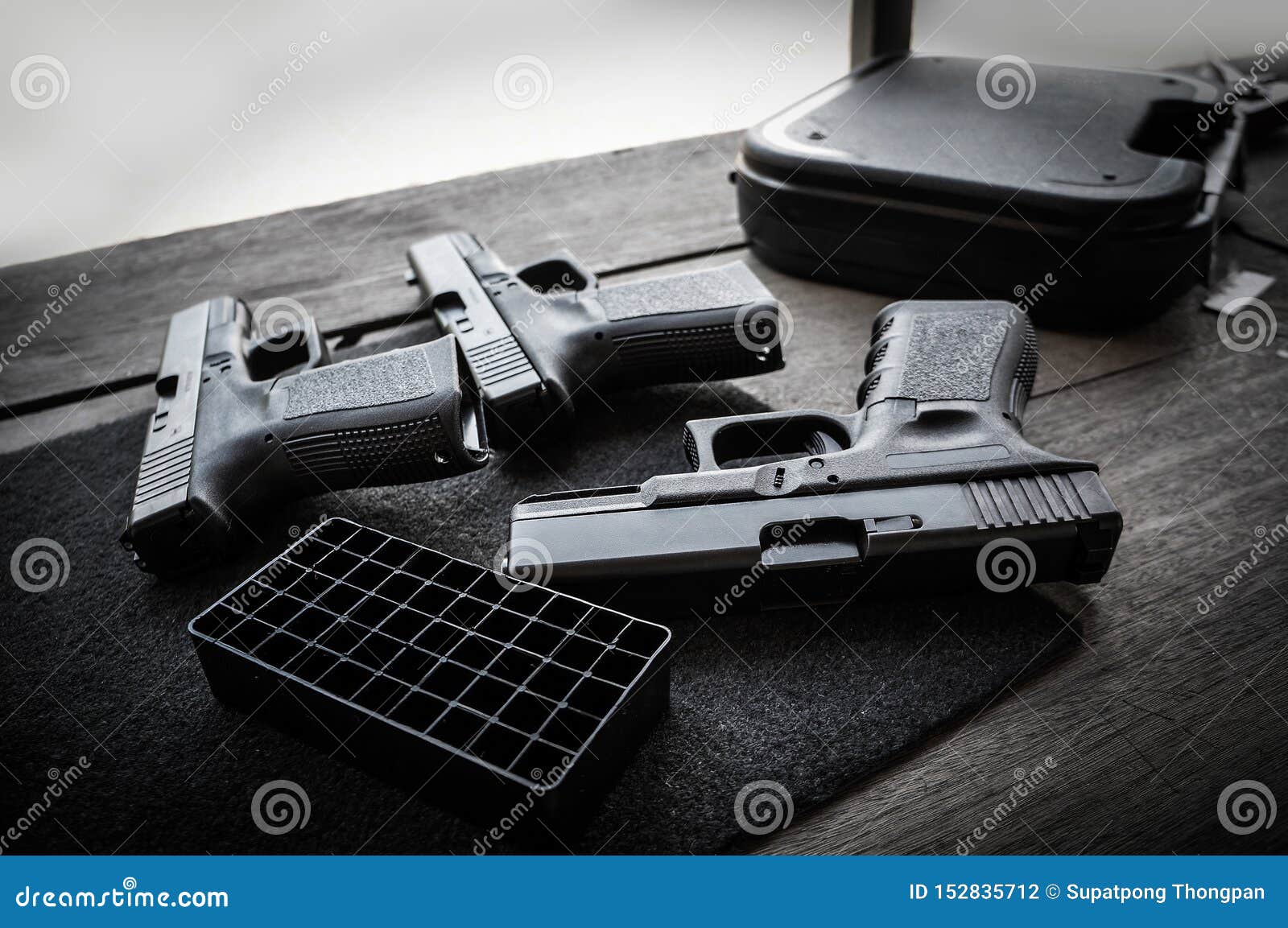 Many Guns at the Shooting Range Stock Photo - Image of shooting, range ...