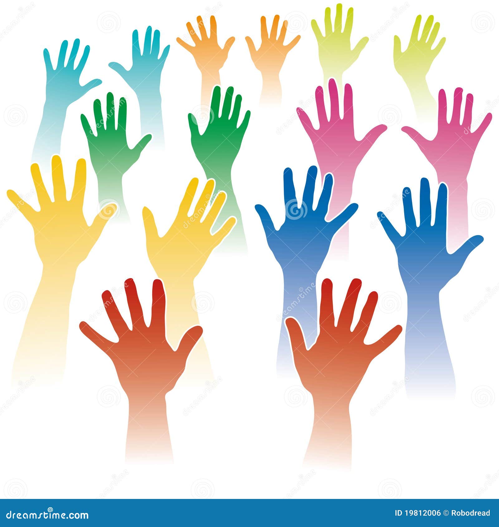 Many hands stock vector. Illustration of raised, help - 19812006