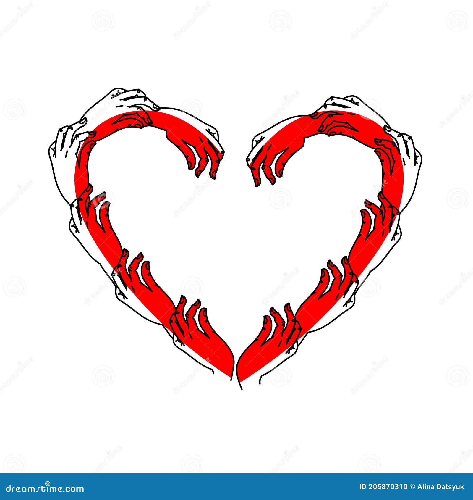 Many Hands Forming the Shape of a Heart Vector Illustration Logo ...