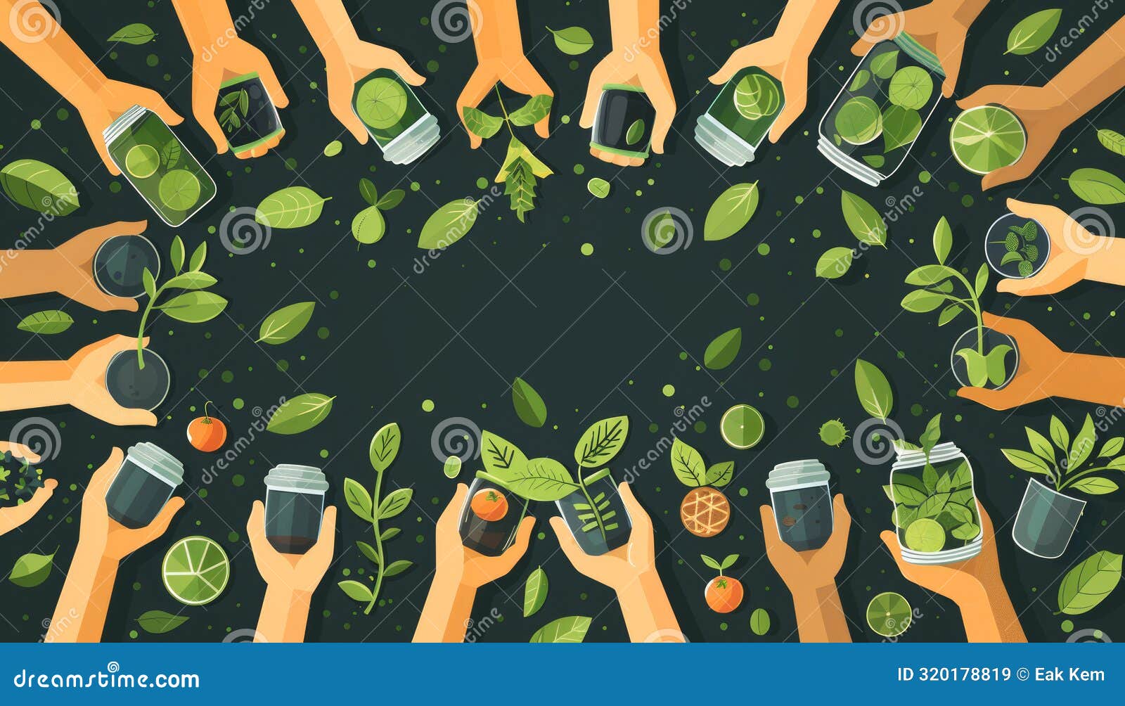 Sustainable Living Hands Holding Eco Friendly Products and Plants Set ...