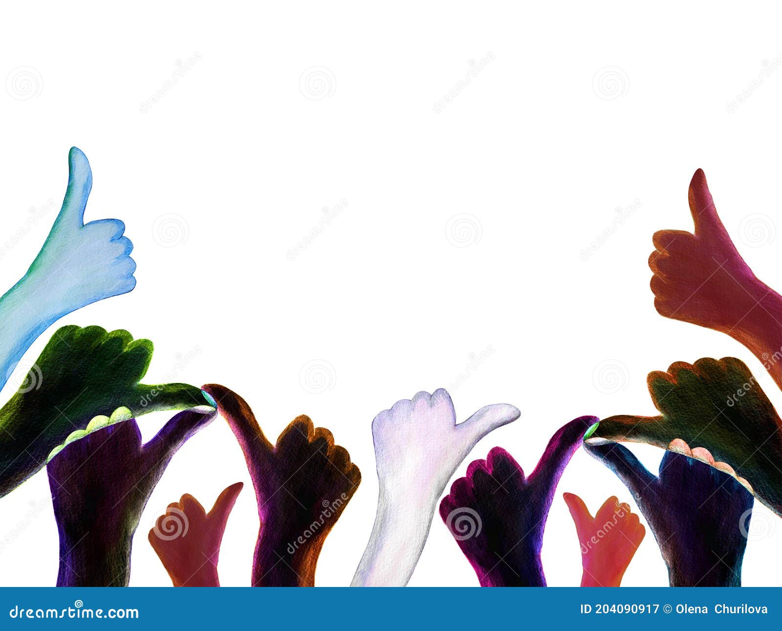 Many Hands Isolated.Human Multicolored Hands are Folded Together for ...