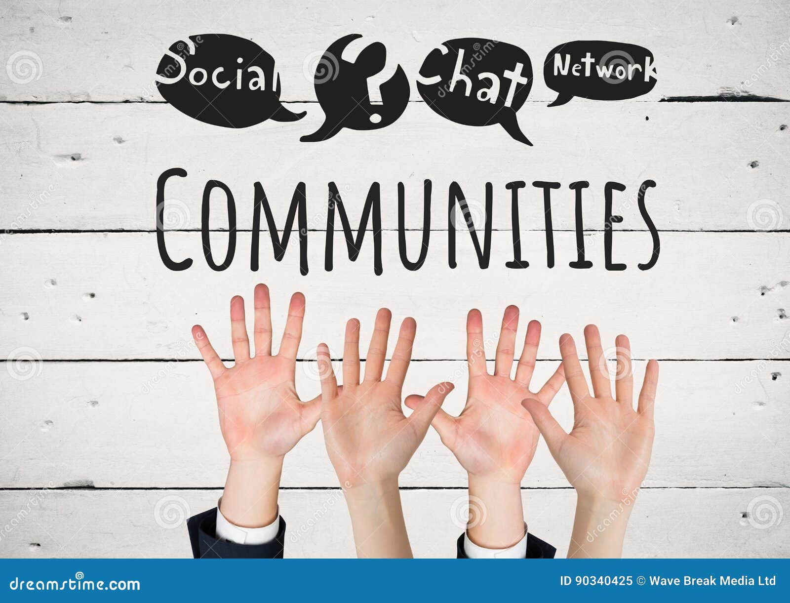 Many Hands Reaching with Communites Text with Drawings Graphics Stock ...