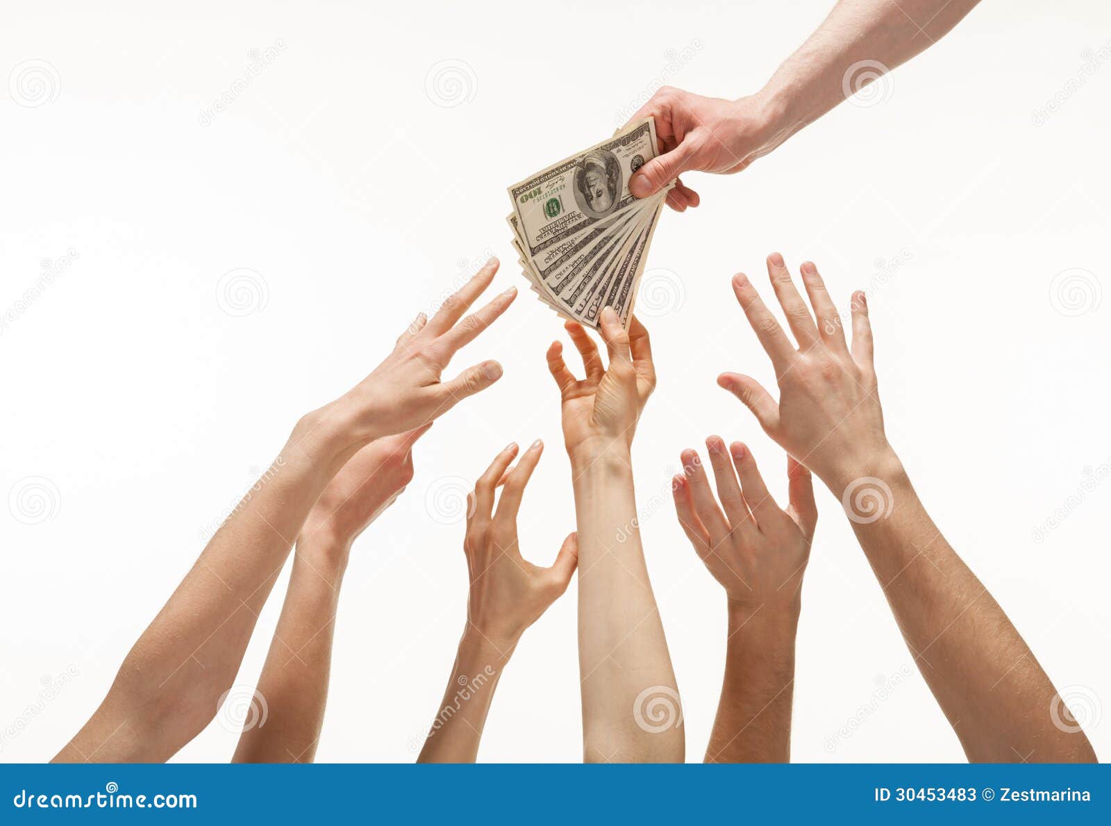 Many Hands Reaching Out For Money Stock Photos - Image: 30453483