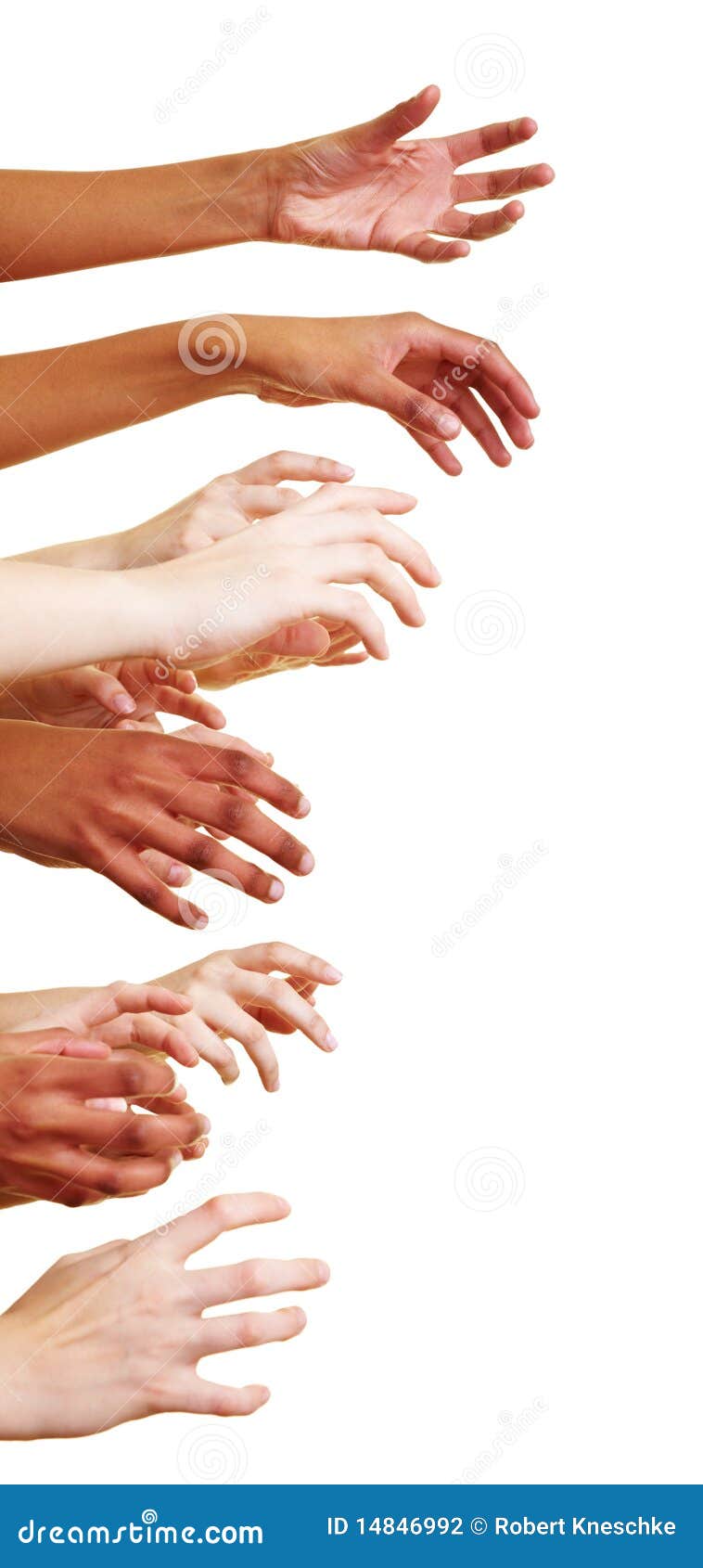 Many Hands Reaching To the Side Stock Photo - Image of hunger ...