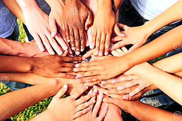 Many Hands Together: Group of People Joining Hands Stock Photo - Image ...
