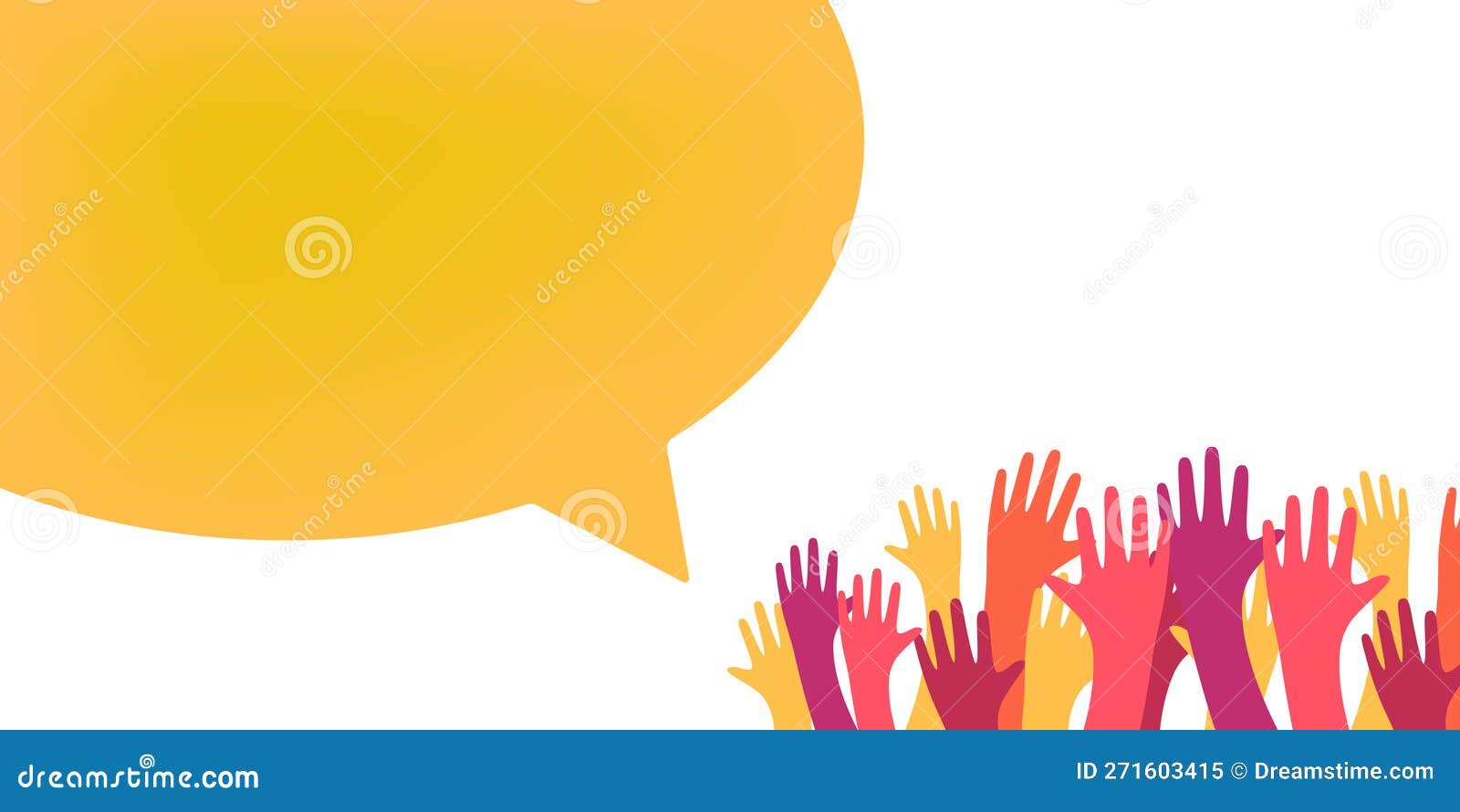 Many Hands Up and Speech Bubble Illustration Stock Vector ...