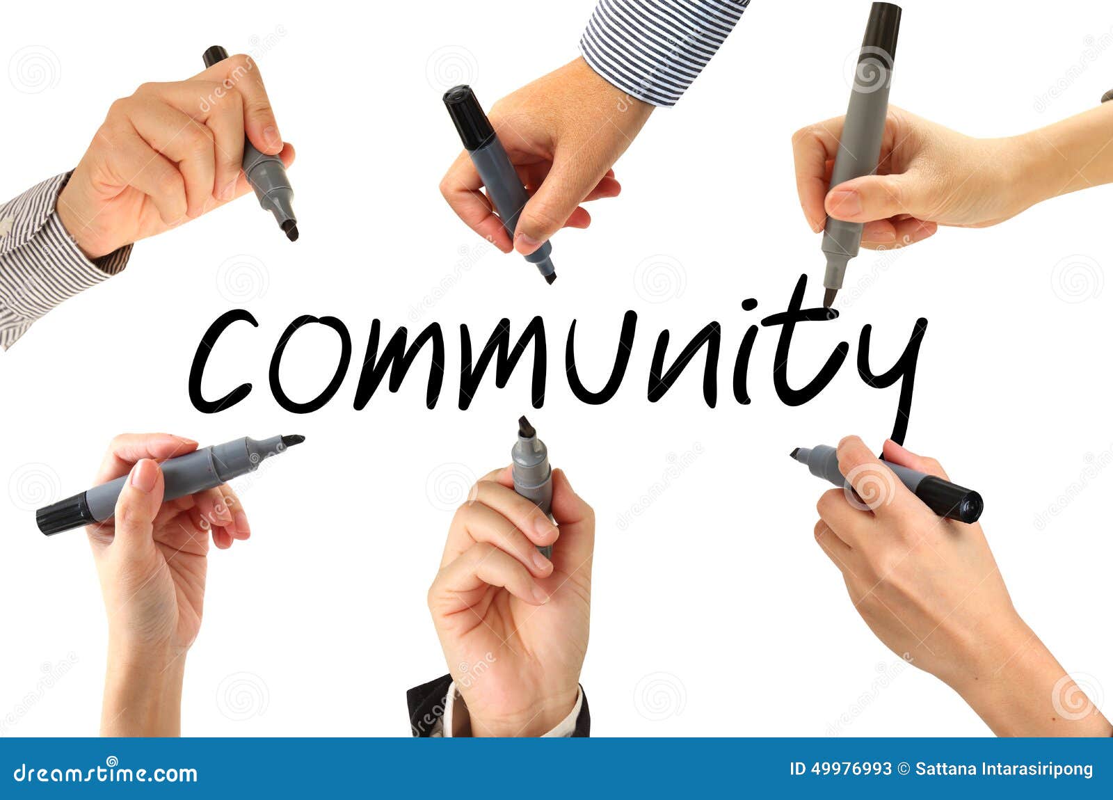 Many Hands Writing Community Word Stock Image - Image of concept, hand ...