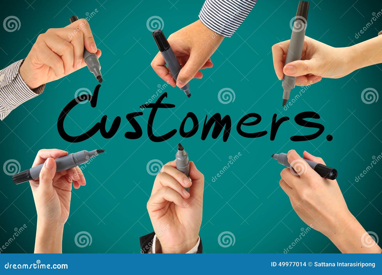 Many Hands Writing Customer Word Stock Photo - Image: 49977014