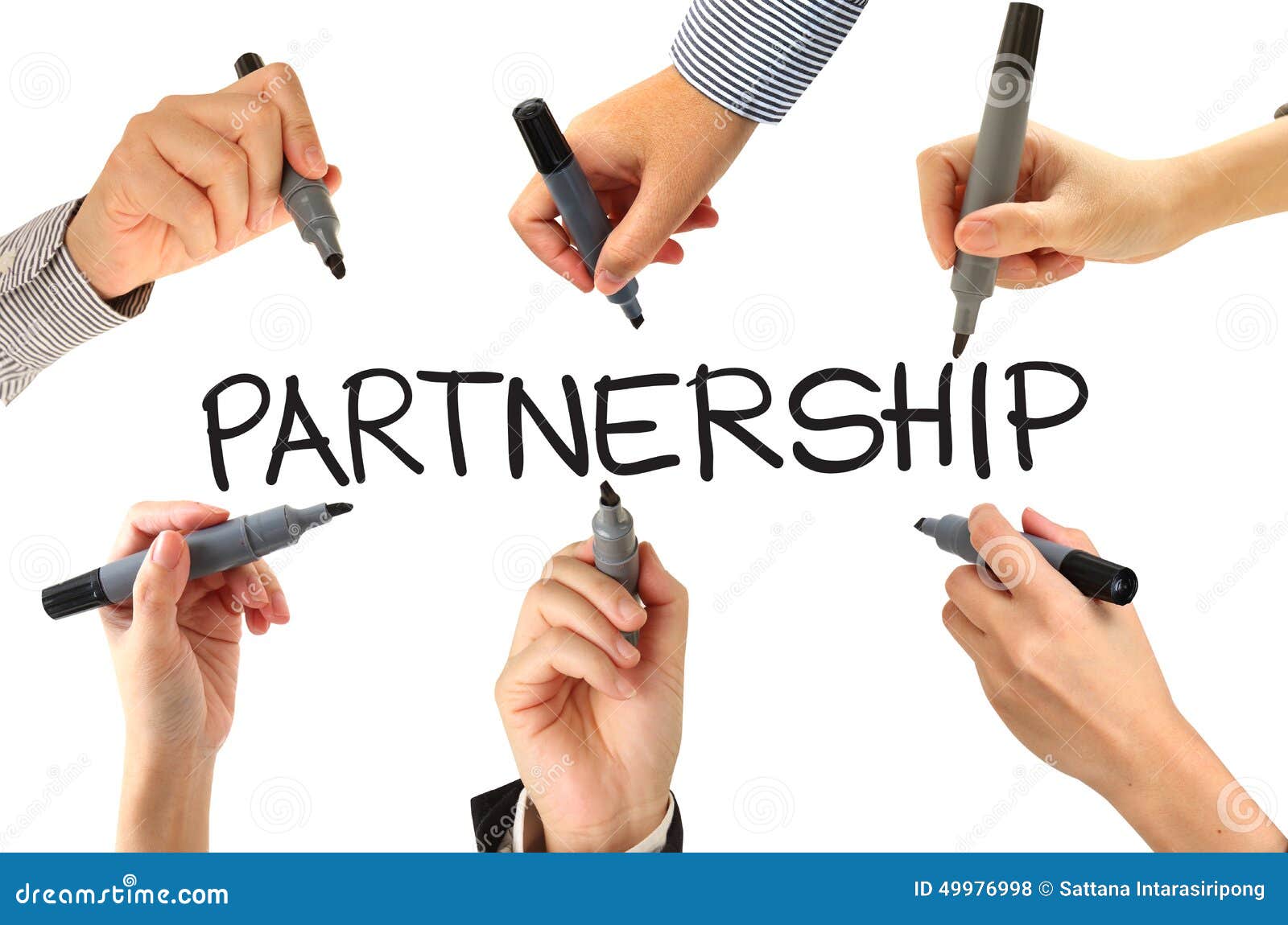 Many Hands Writing Partnership Word Stock Photo - Image of group ...