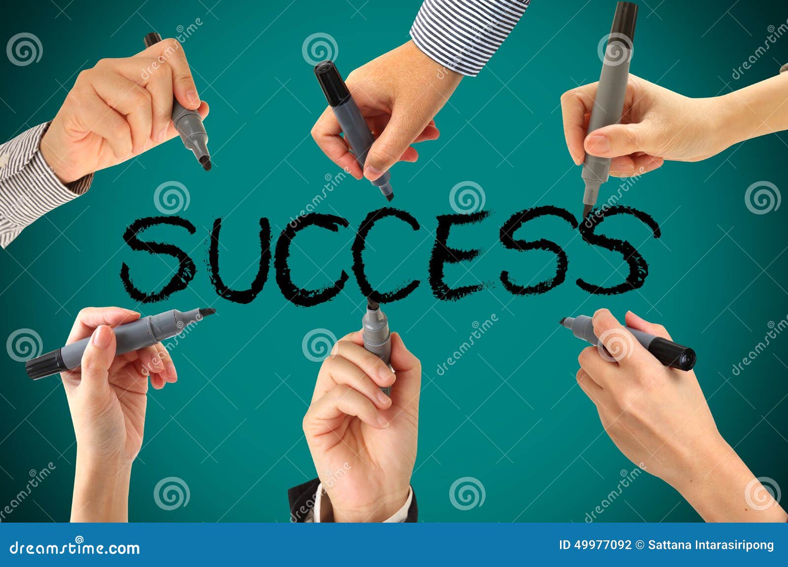Many Hands Writing Success Word Stock Photo - Image of togetherness ...
