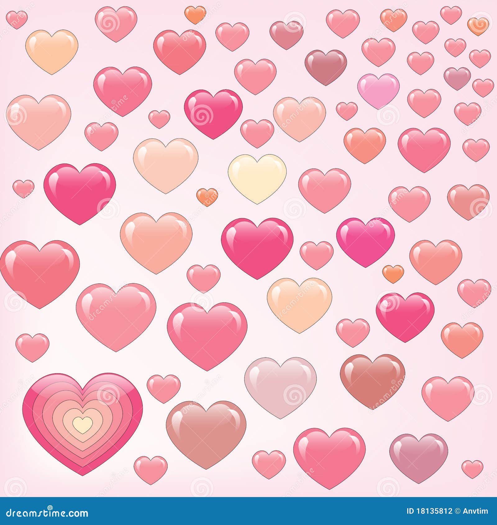 Many happy pink hearts stock vector. Illustration of gift - 18135812