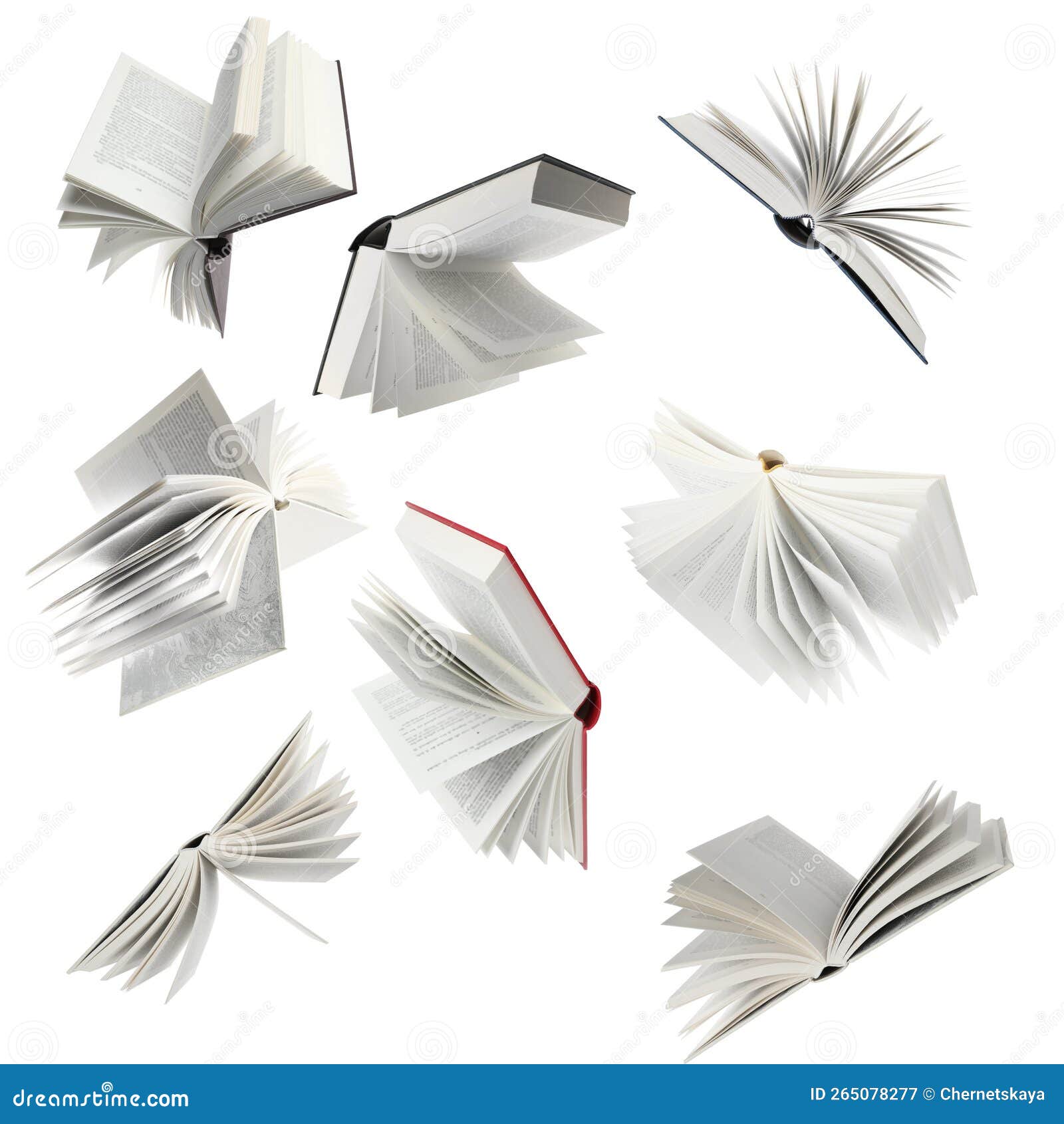 Many Hardcover Books Falling on White Background Stock Image - Image of ...