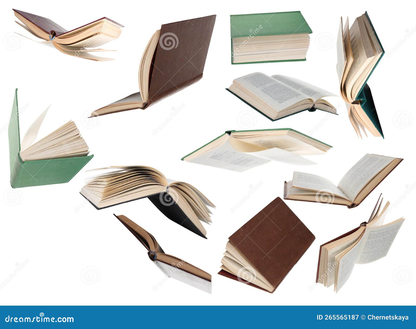 Many Hardcover Books Falling on White Background Stock Image - Image of ...