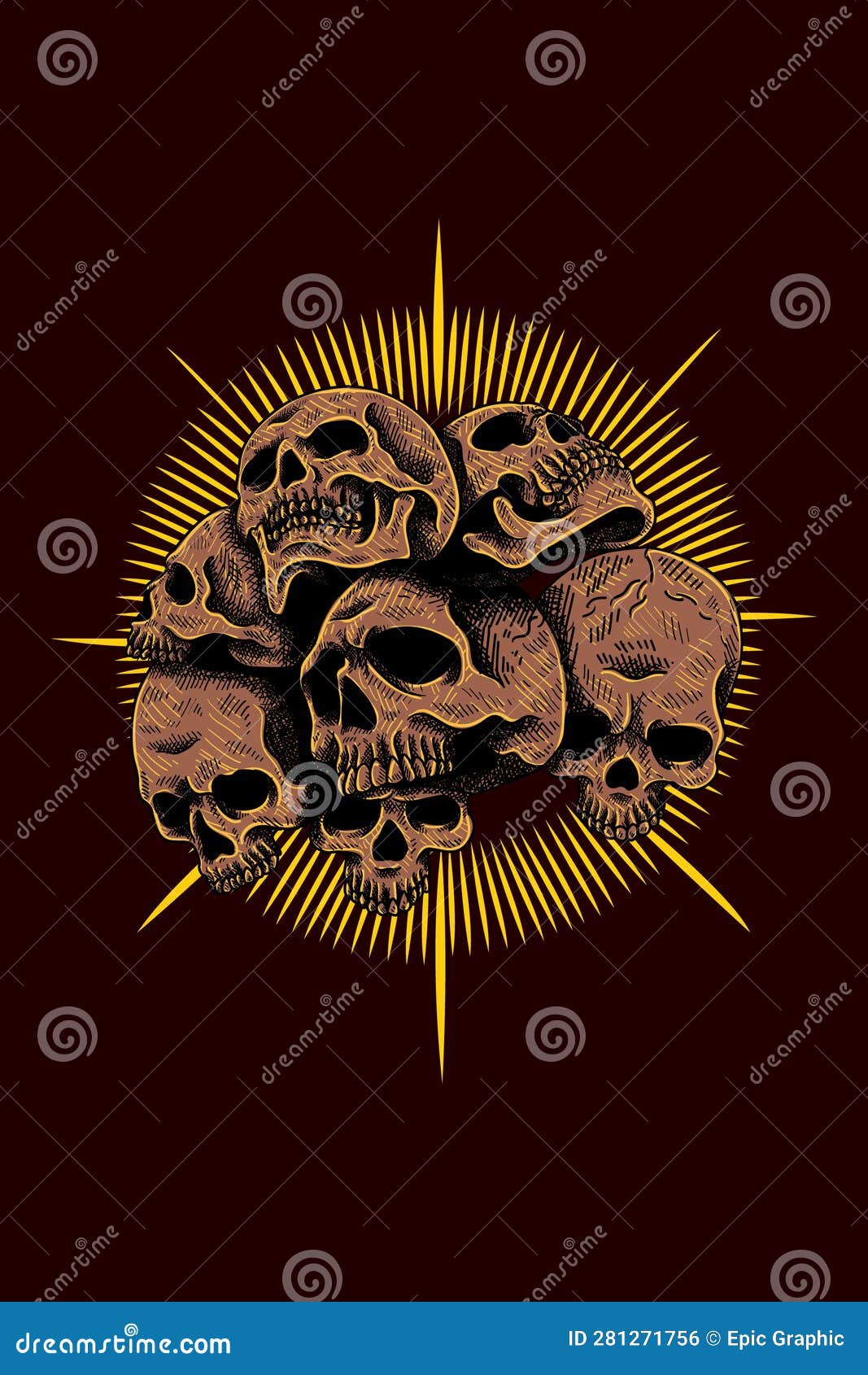 Many Head Skull Vector Illustration Stock Vector - Illustration of ...