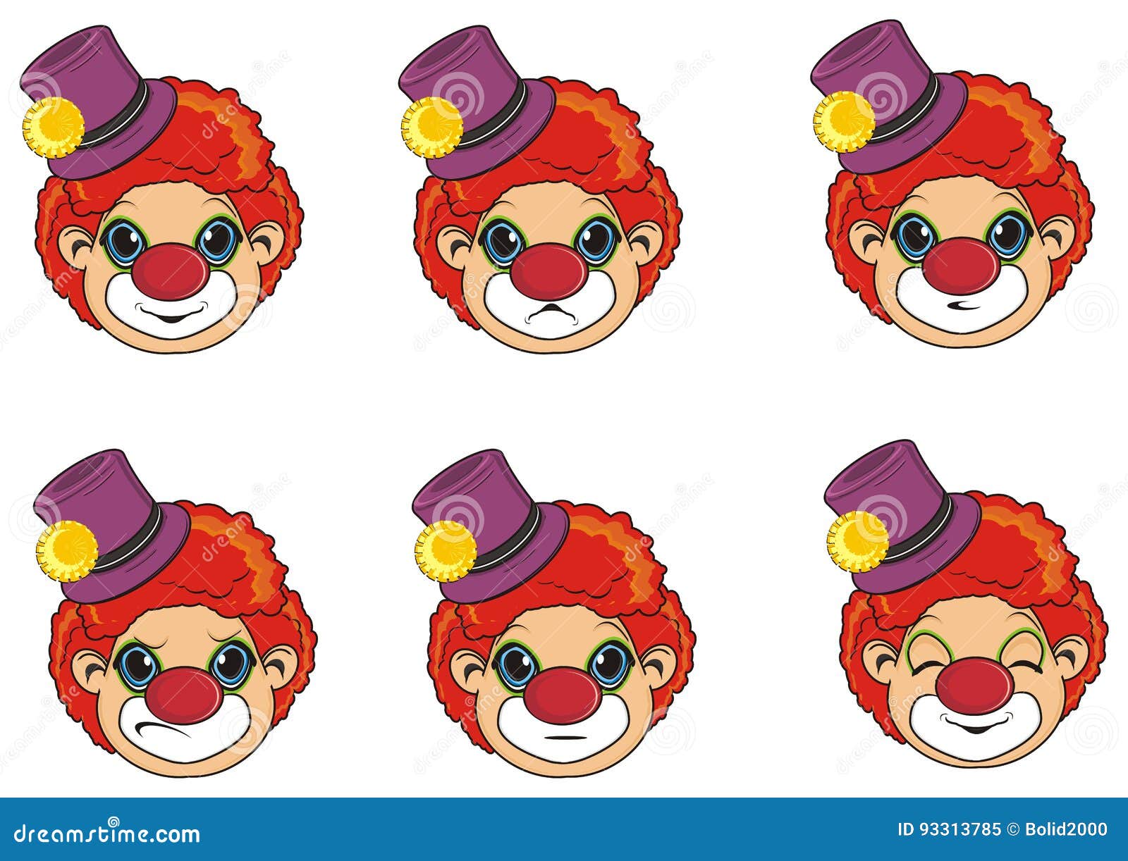 Many heads of clowns stock illustration. Illustration of cartoon - 93313785