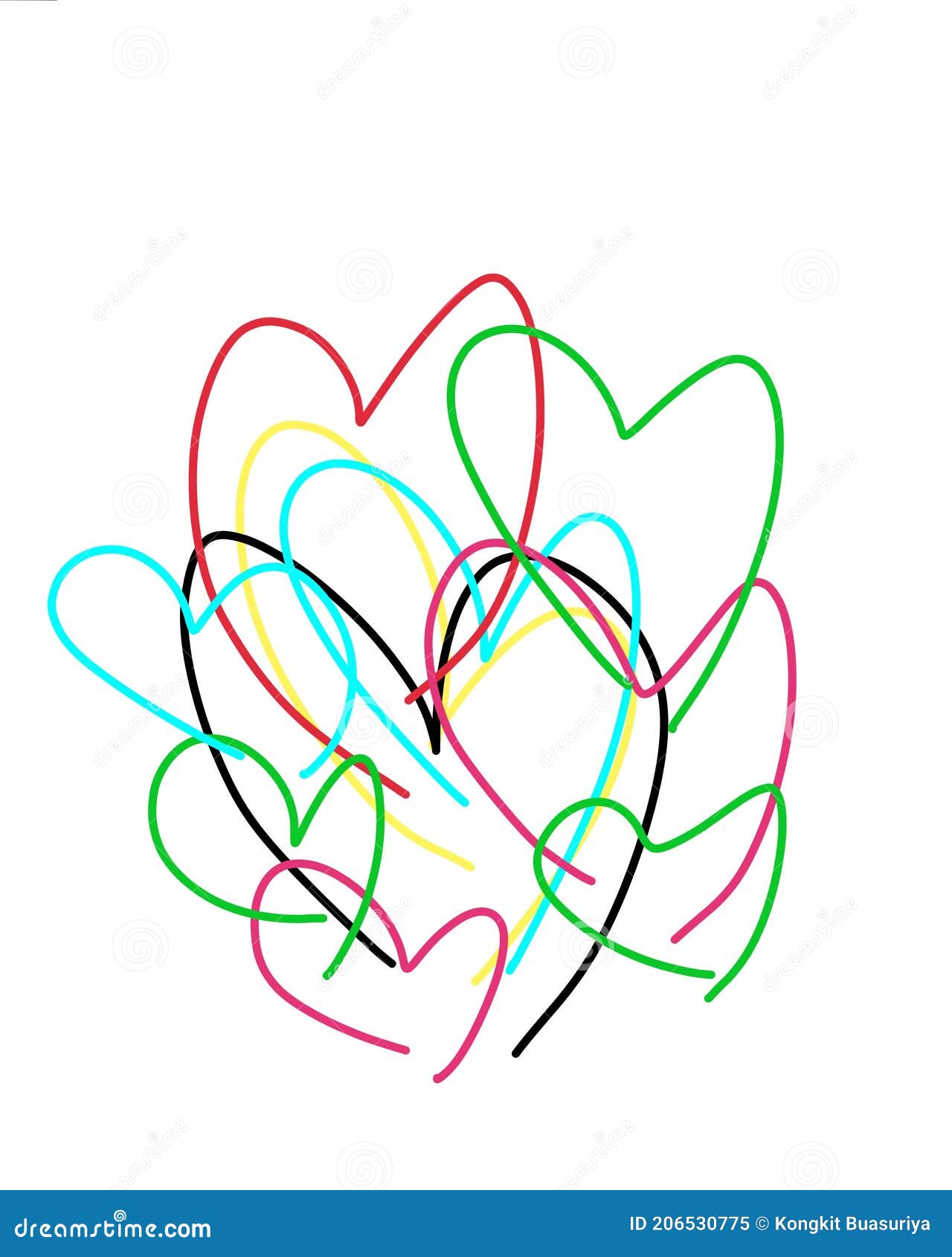 Many Heart Symbol on White Background Stock Illustration - Illustration ...