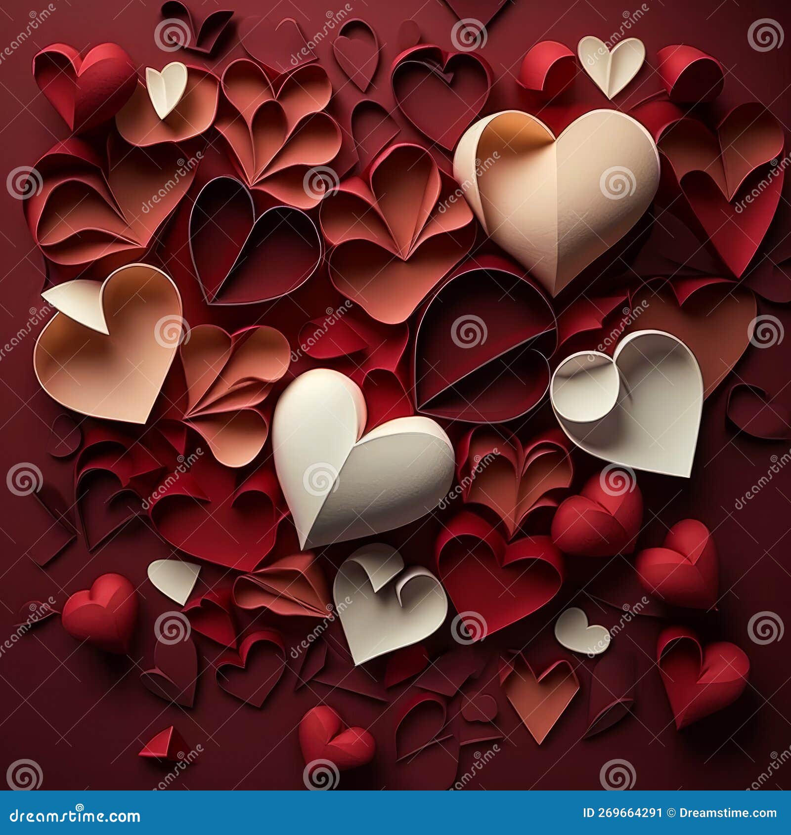 Many Hearts are Arranged on Red Background. Generative AI Stock Image ...