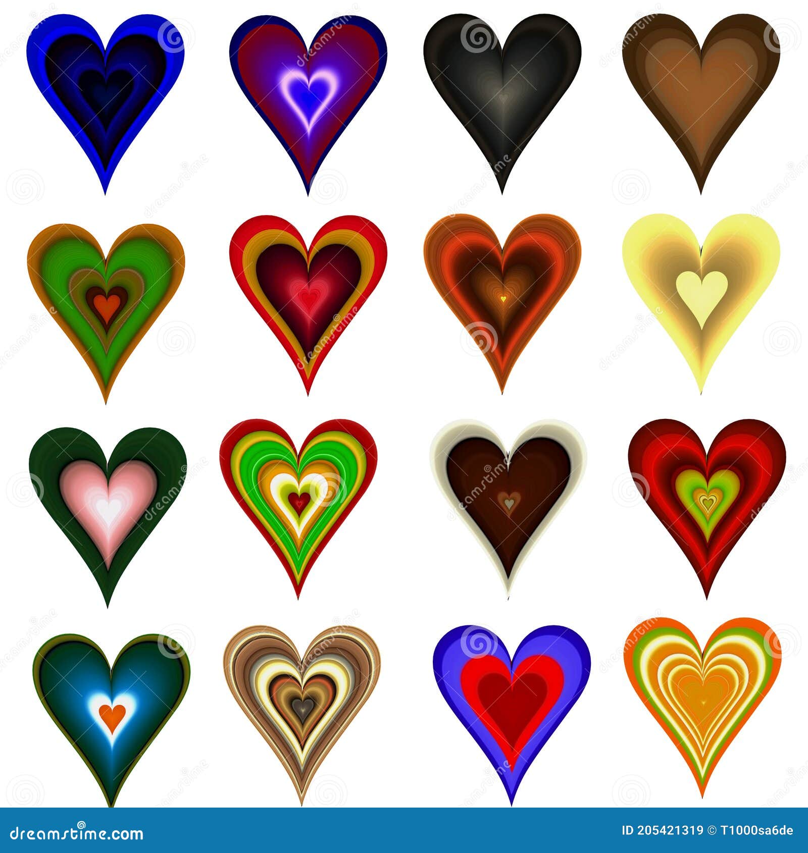 Many Hearts with Different Patterns. on White Background Stock ...