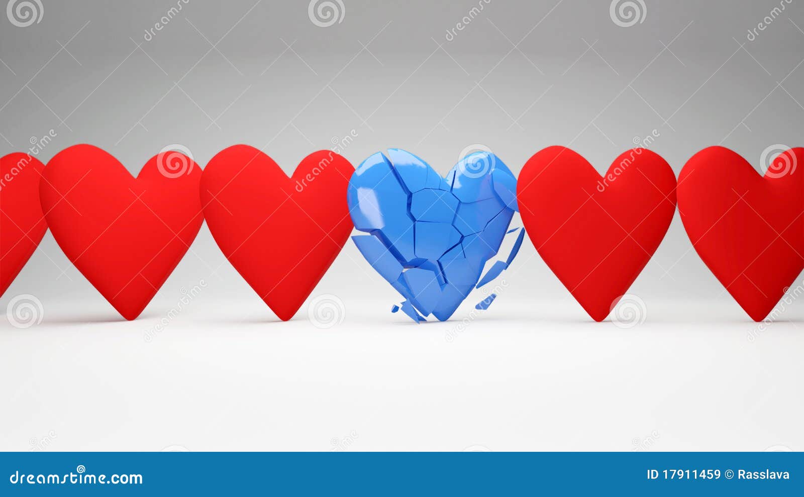 Many hearts and one broken stock illustration. Illustration of passion ...