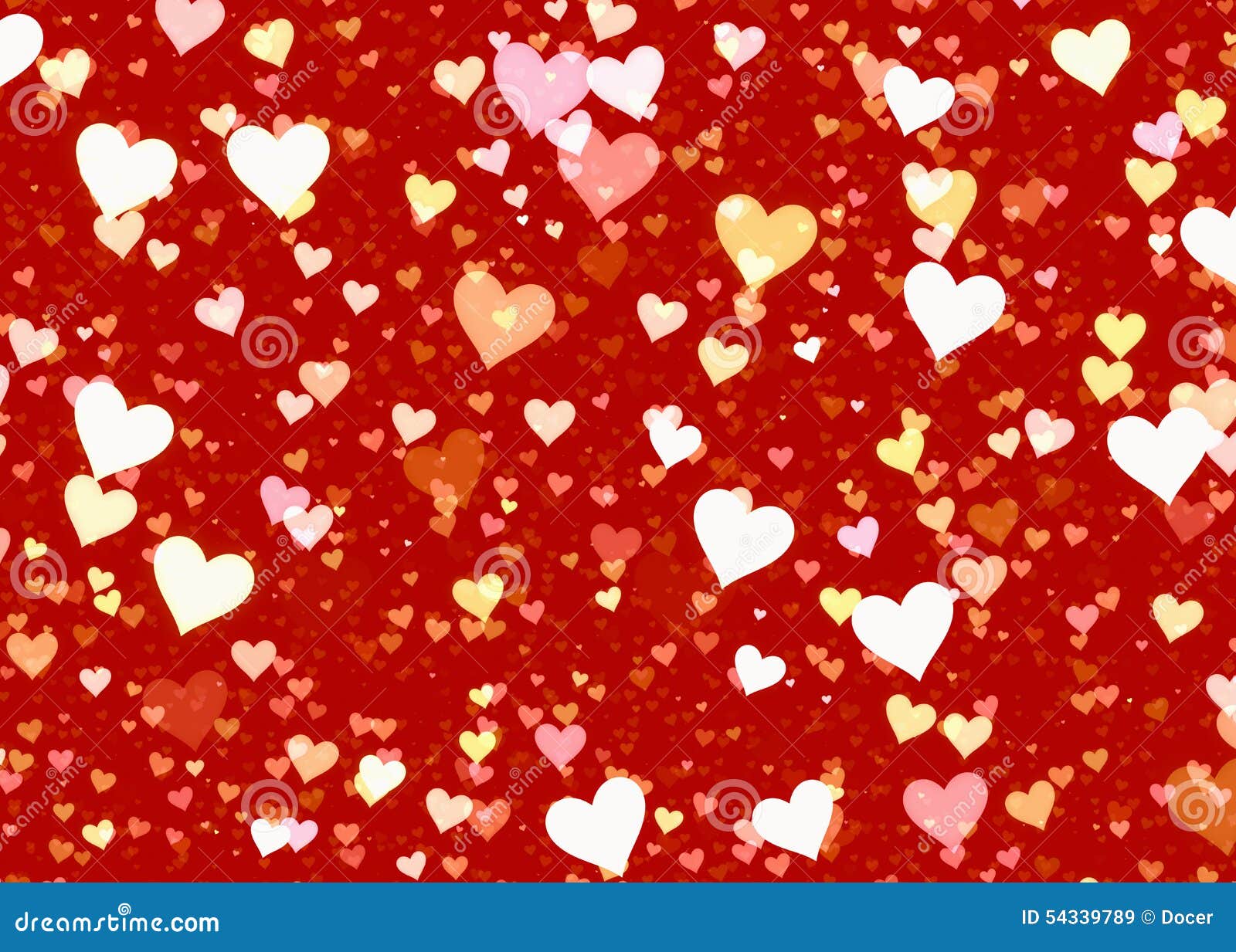 Many Hearts on Red Backgrounds of Love Symbol Stock Illustration ...