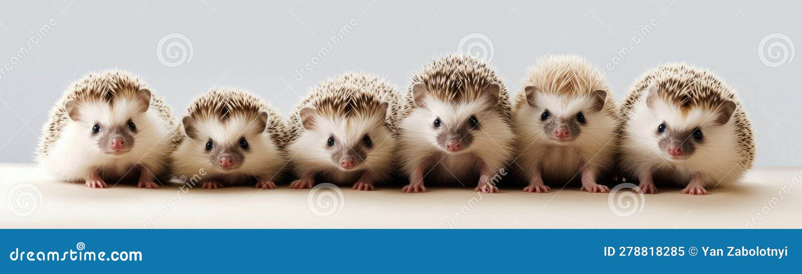 Many Hedgehogs Sitting a Whitte Banner Background. Generative AI Stock ...