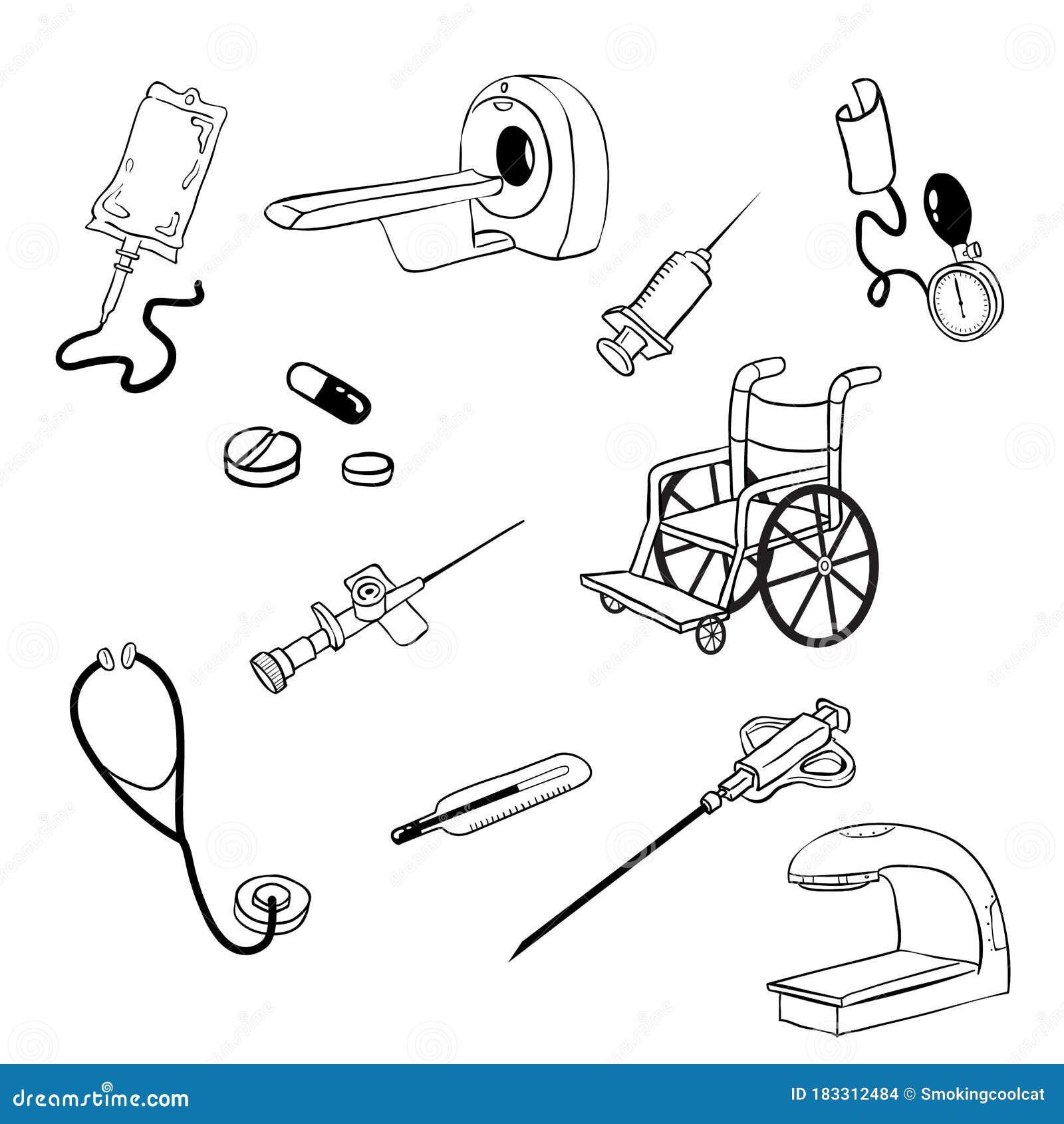 Many Hospital Objects for Treatment Stock Vector - Illustration of ...