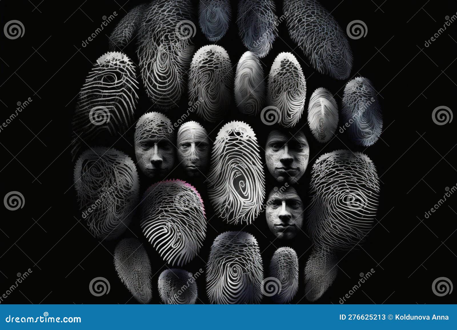 Many Human Faces in the Shape of a Fingerprints, Created with ...