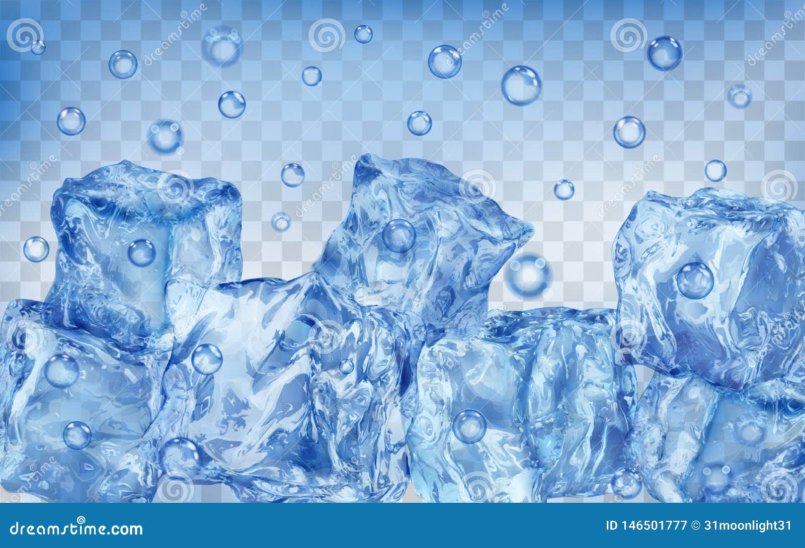 Many ice cubes under water stock vector. Illustration of depth - 146501777