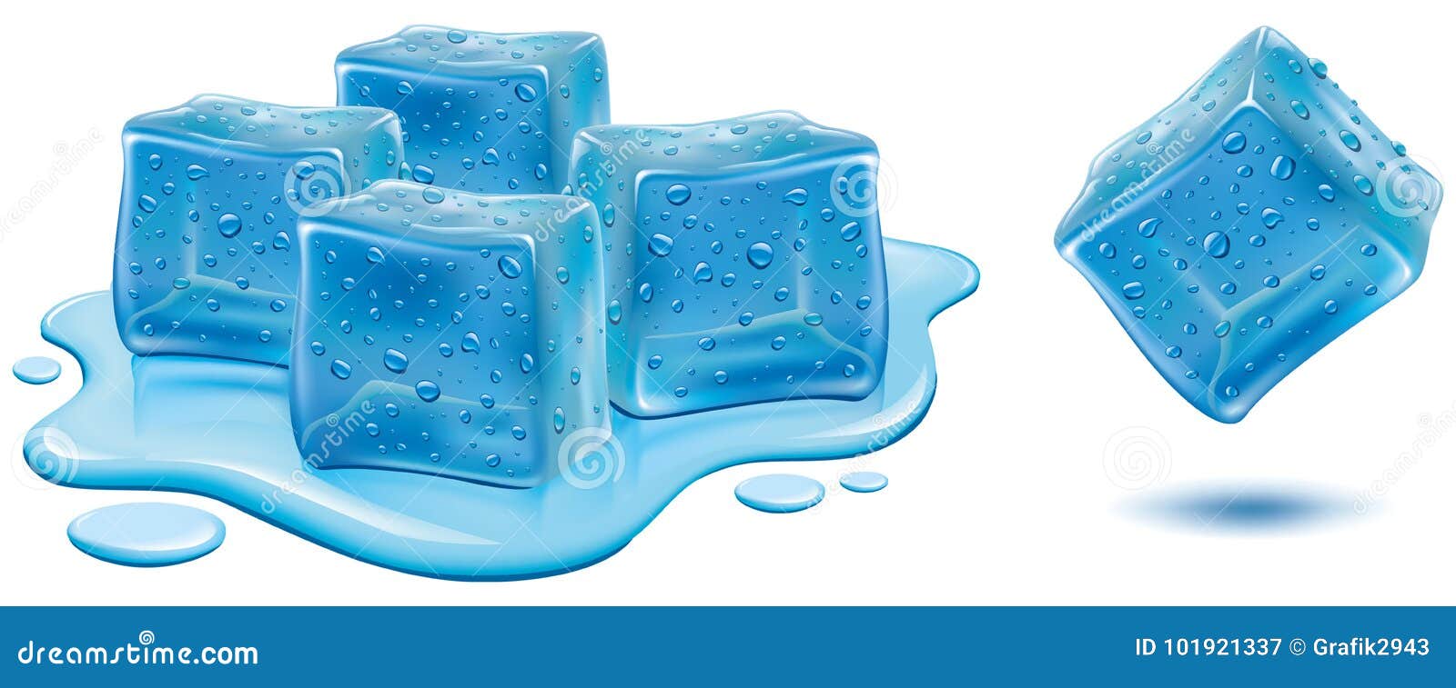 Ice Cubes with Water Drops Isolated on White Stock Illustration ...