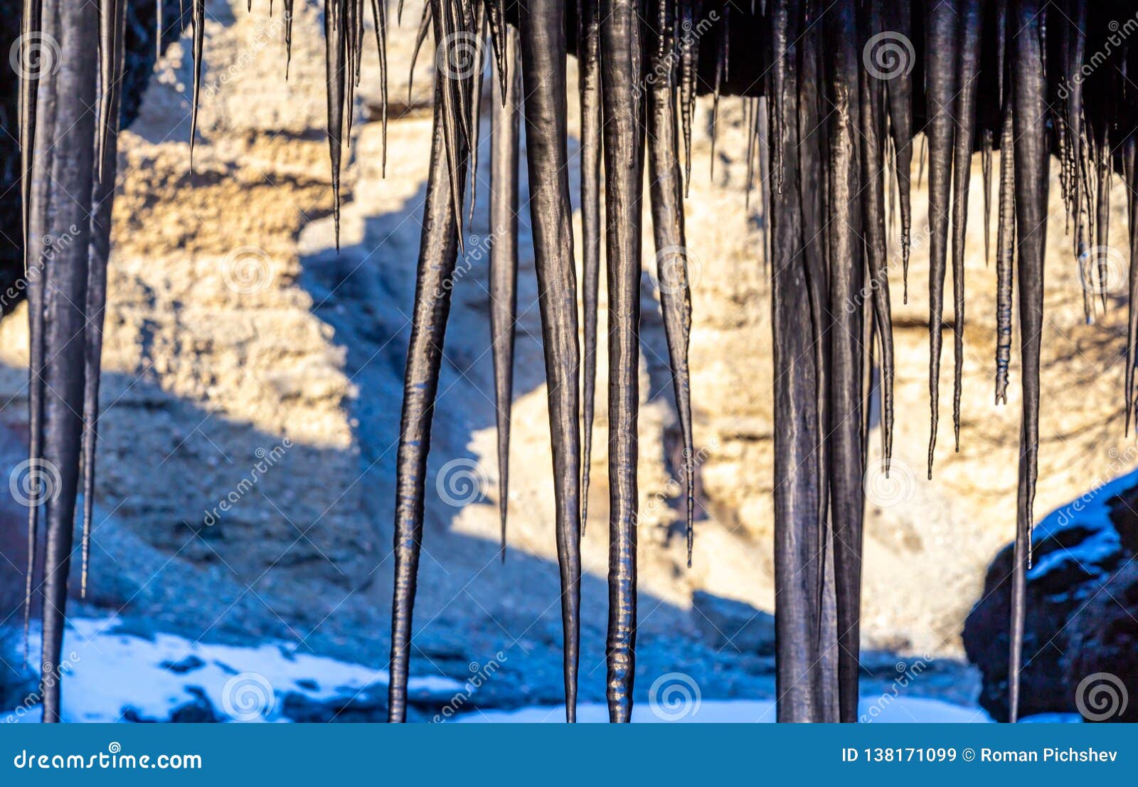 Many Icicles Hanging from the Ceiling of the Cave Stock Image - Image ...