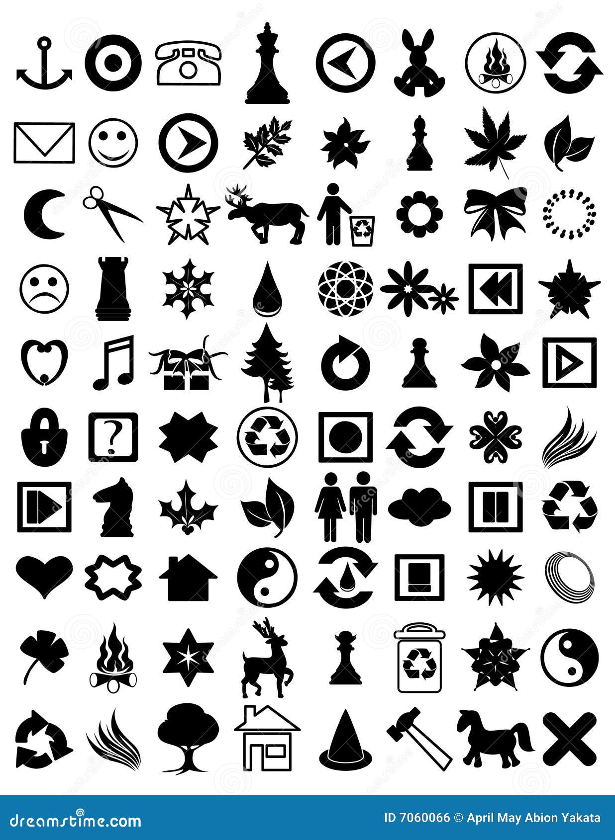 Many icons stock illustration. Illustration of girl, expression - 7060066