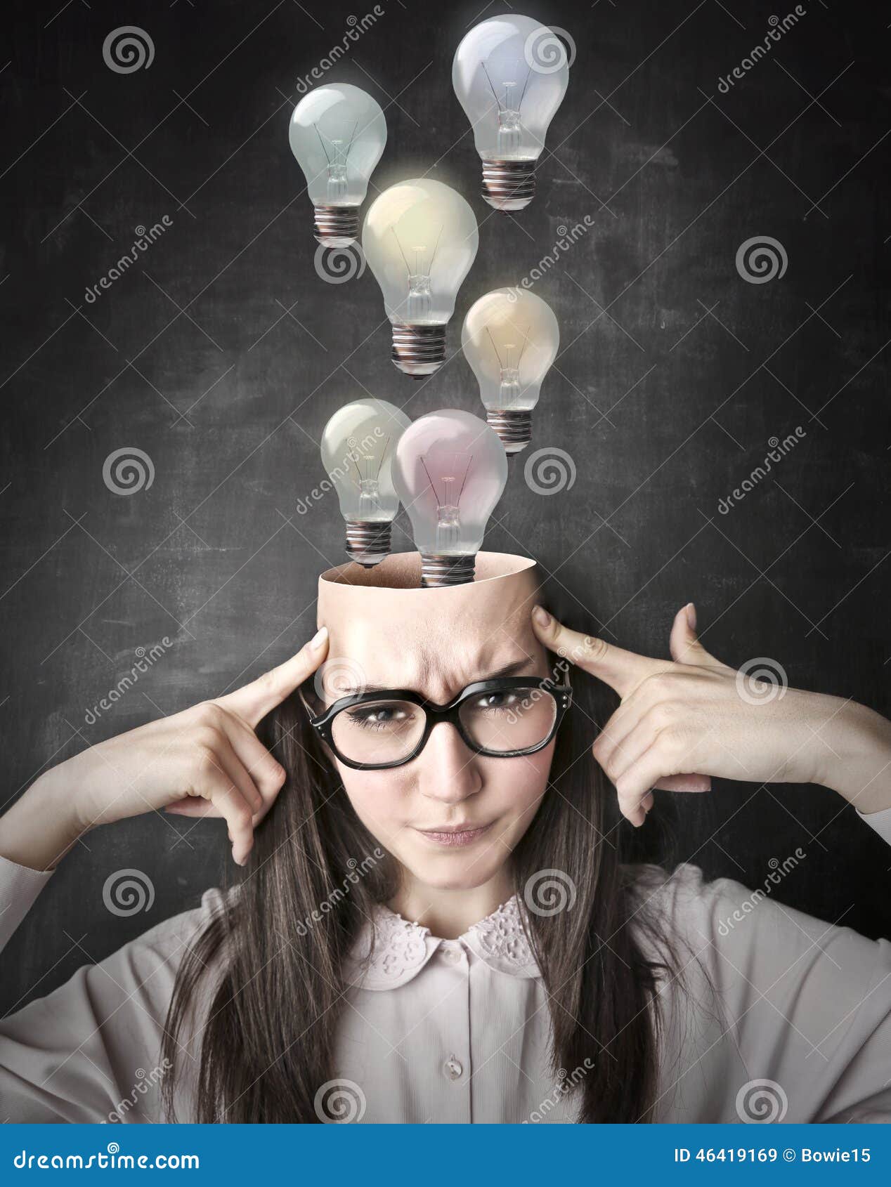 Many ideas out of her mind stock image. Image of school - 46419169