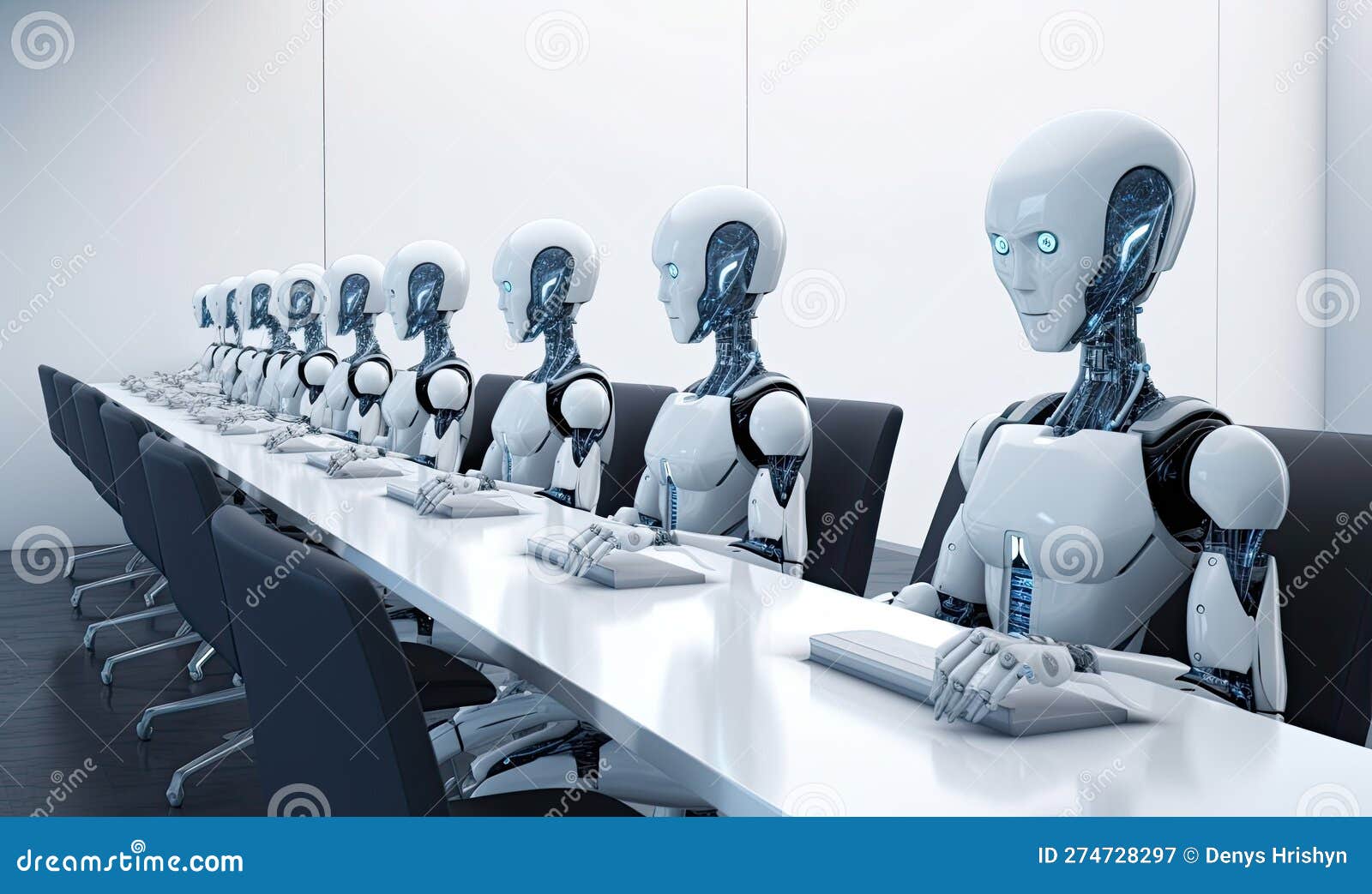 Many Identical AI Robots Working with Computers Stock Illustration ... Many Identical AI Robots Working with Computers Stock Illustration ...
