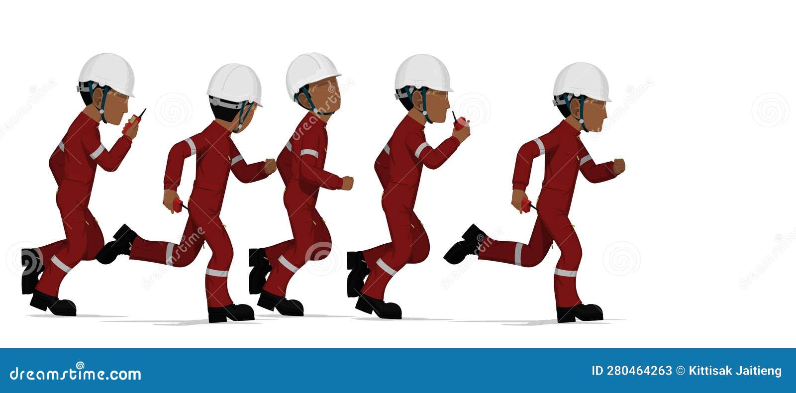 Many Industrial Workers are Running on White Background Stock Vector ...
