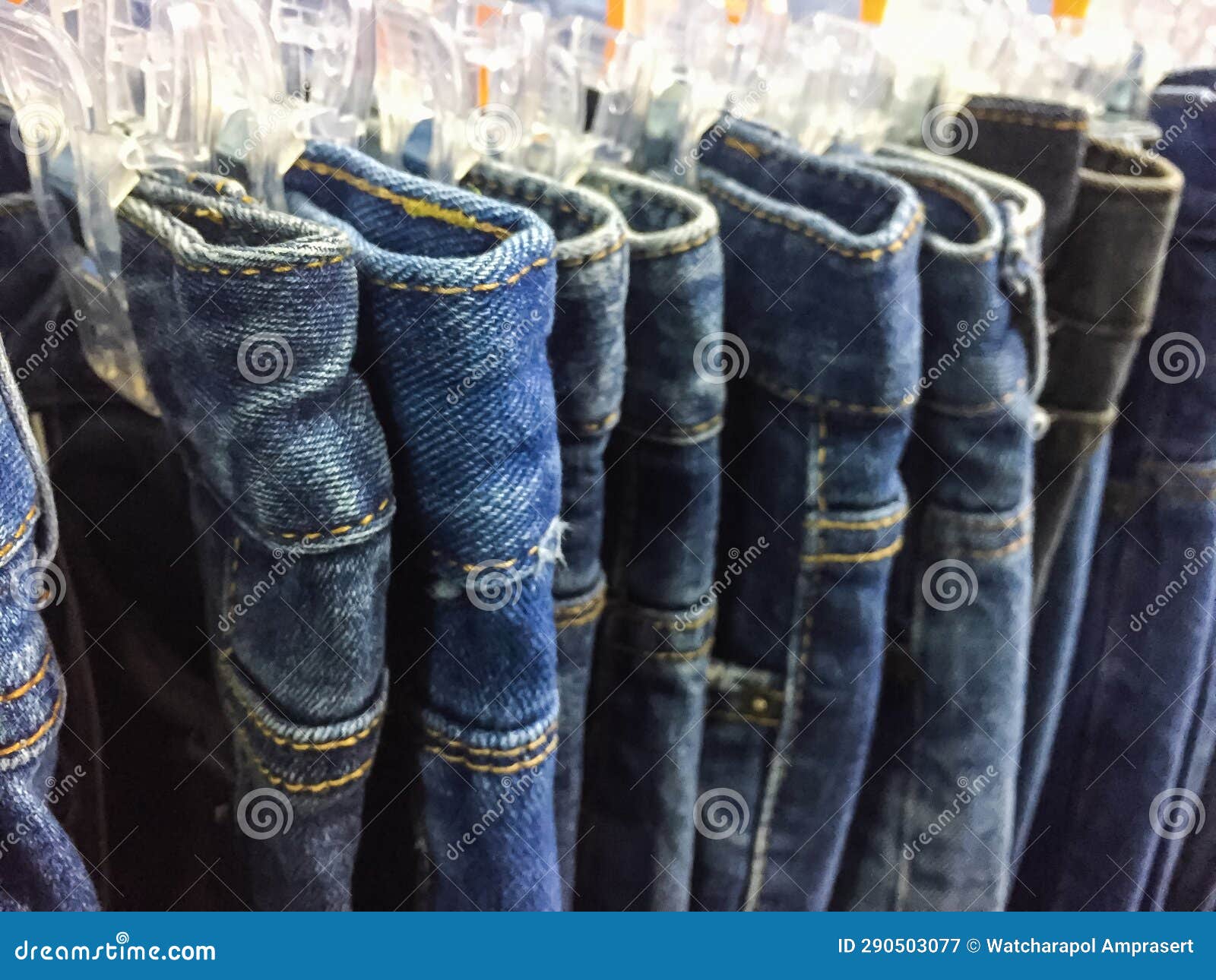 Many Jeans on the Clothes Line Stock Image - Image of blue, ready ...