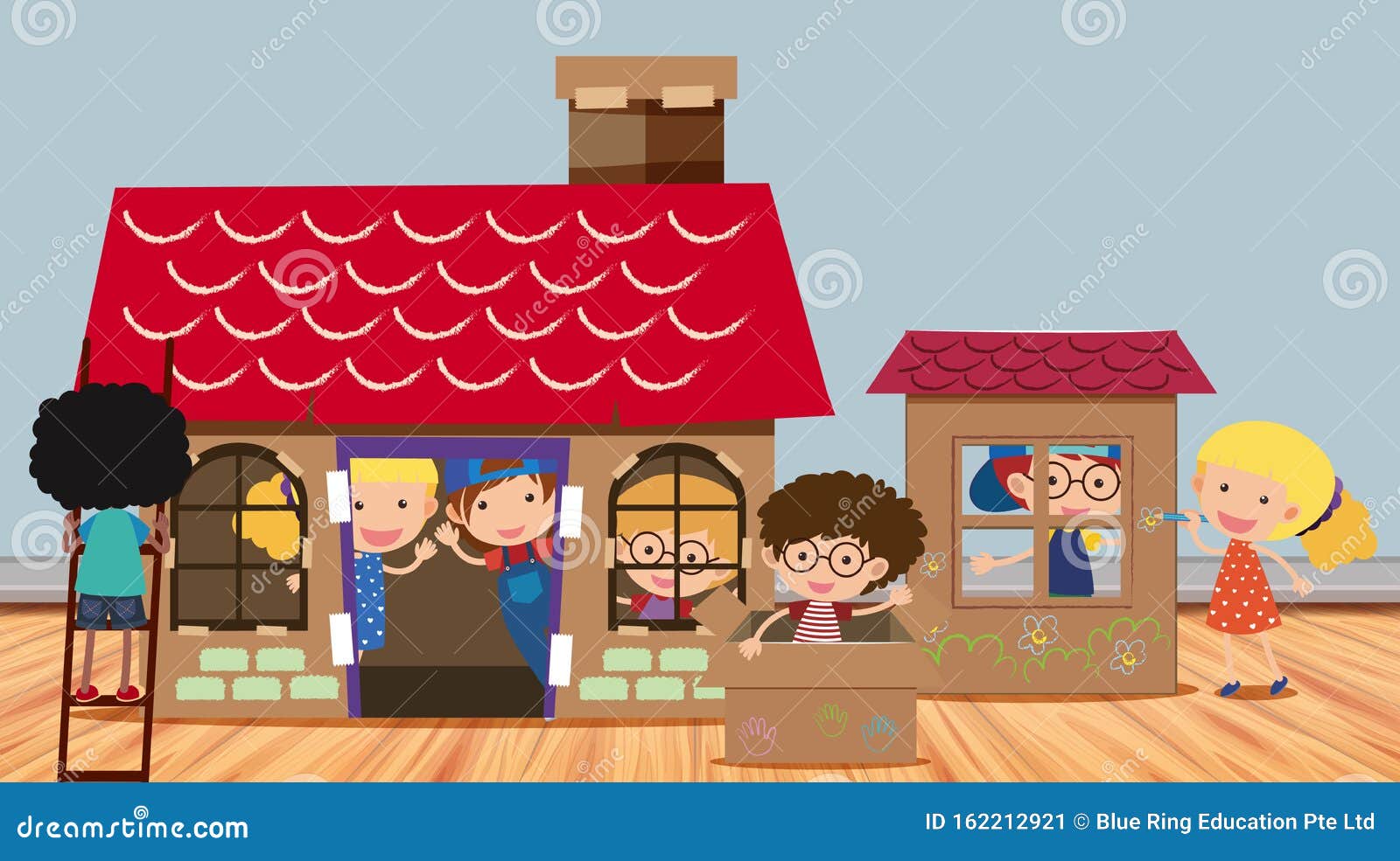 Many Kids Playing in Playhouse Stock Vector - Illustration of cartoon ...