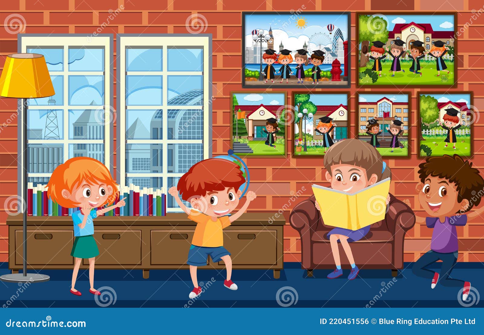 Many Kids in the Room Scene Stock Vector - Illustration of landscape ...