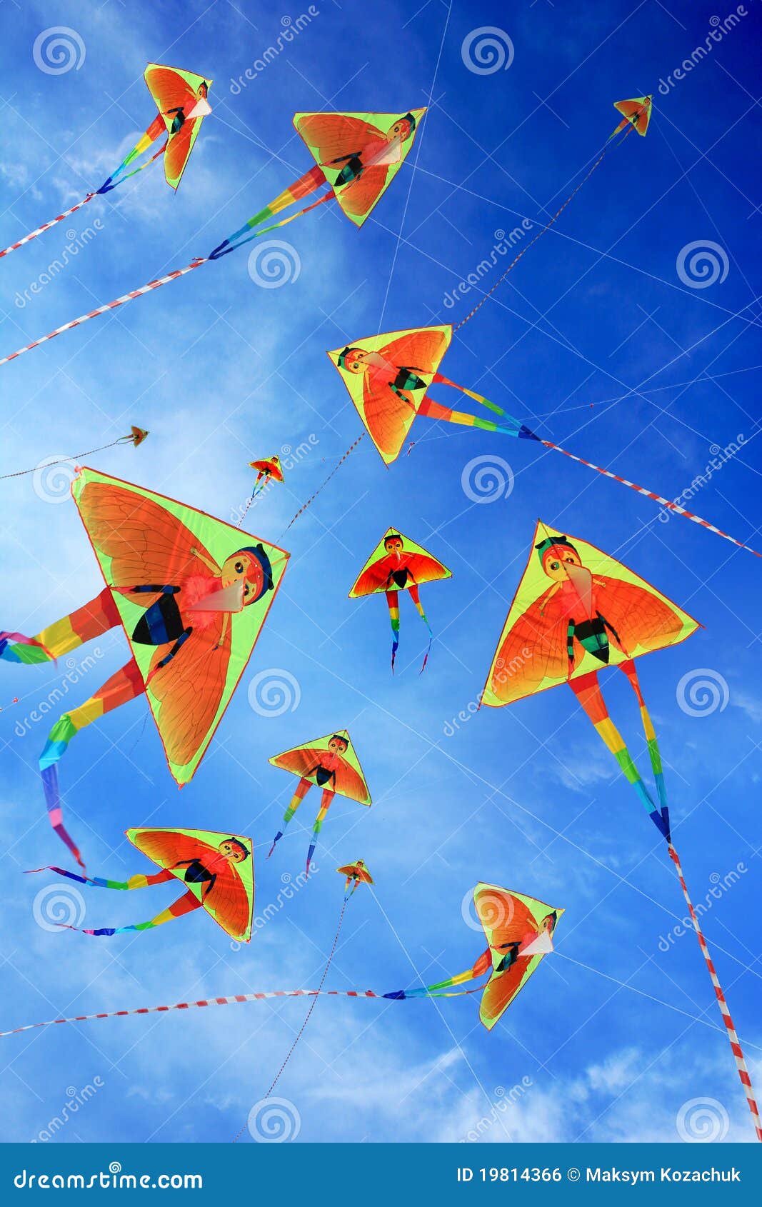 Many kites on the blue sky stock photo. Image of windy - 19814366