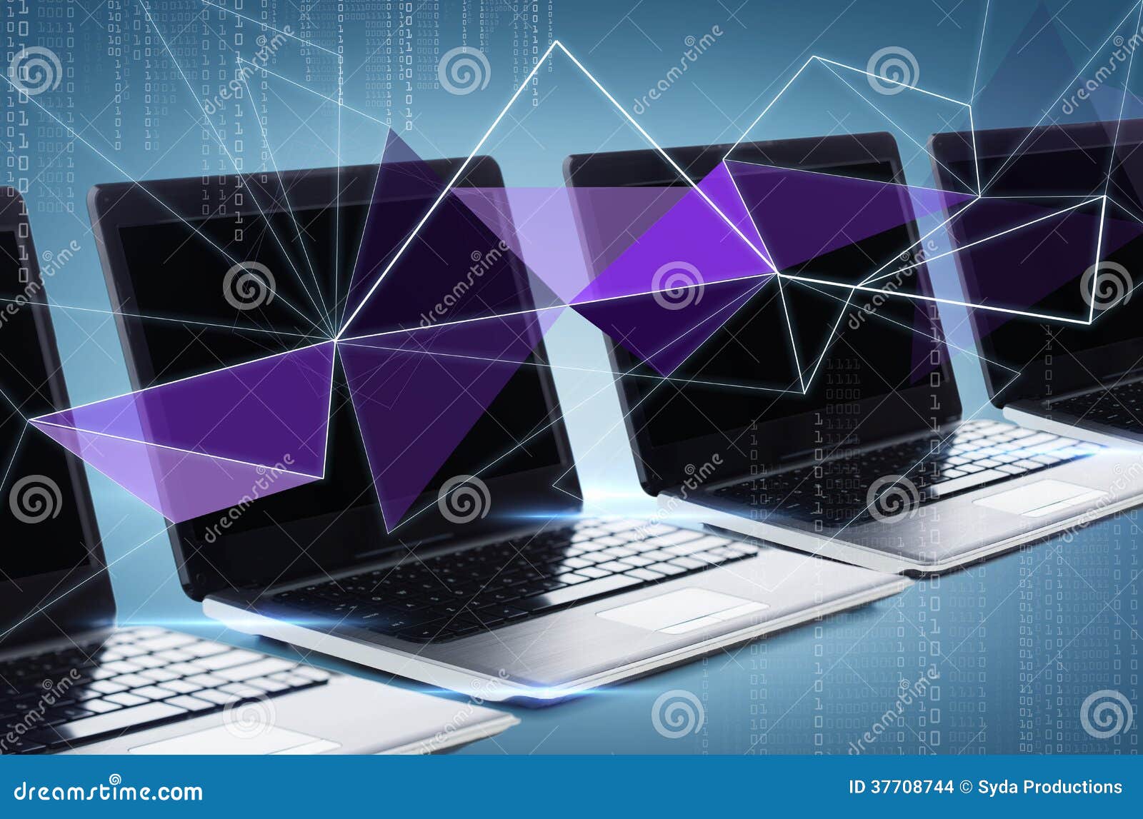 Many Laptop Computers with Blank Black Screens Stock Illustration ...